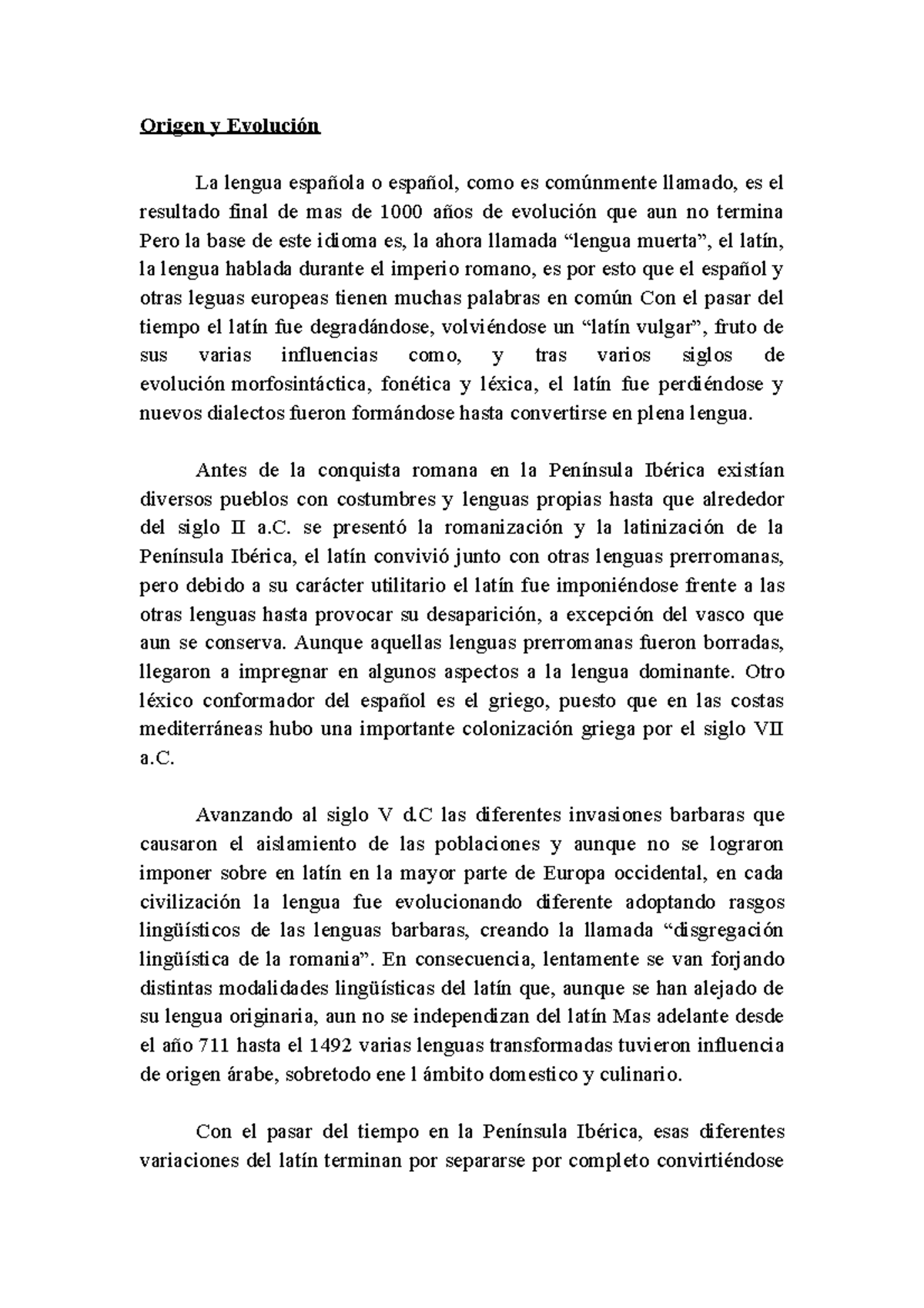 Origen y Evolución de la lengua española - Origen y Evolución La lengua ...