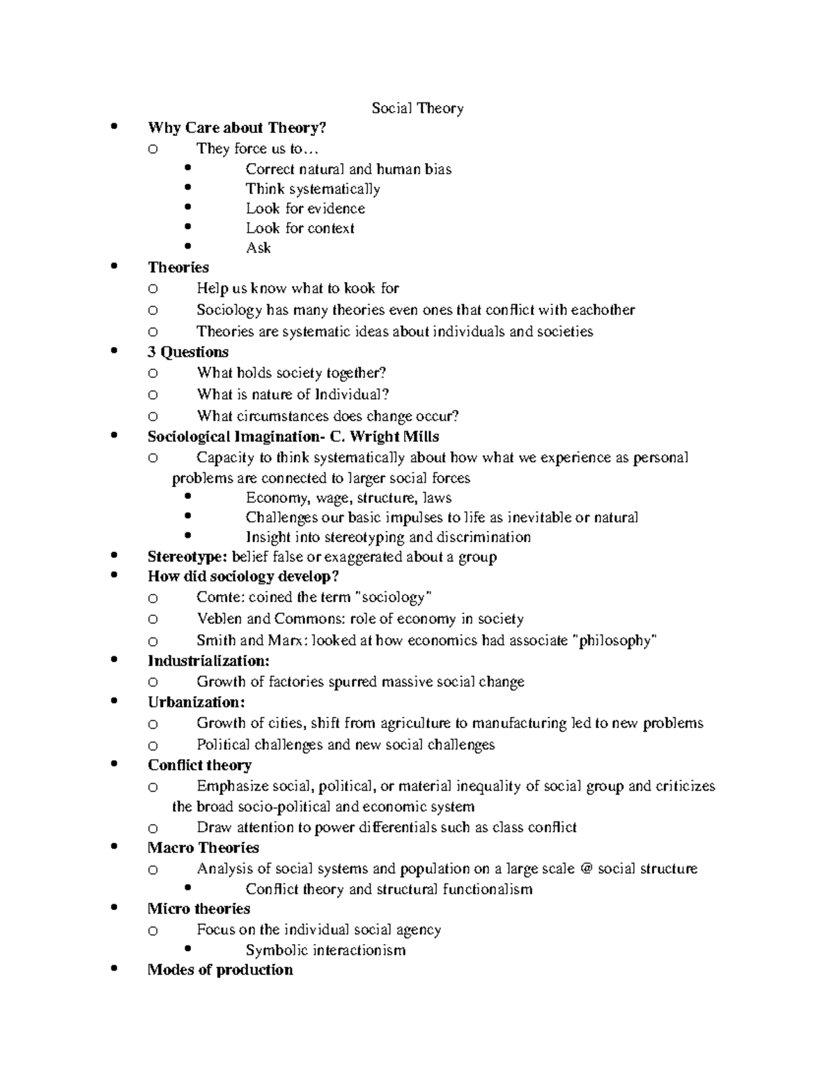 SOC 207 Lecture 1 - Social Theory Why Care about Theory? o They force ...
