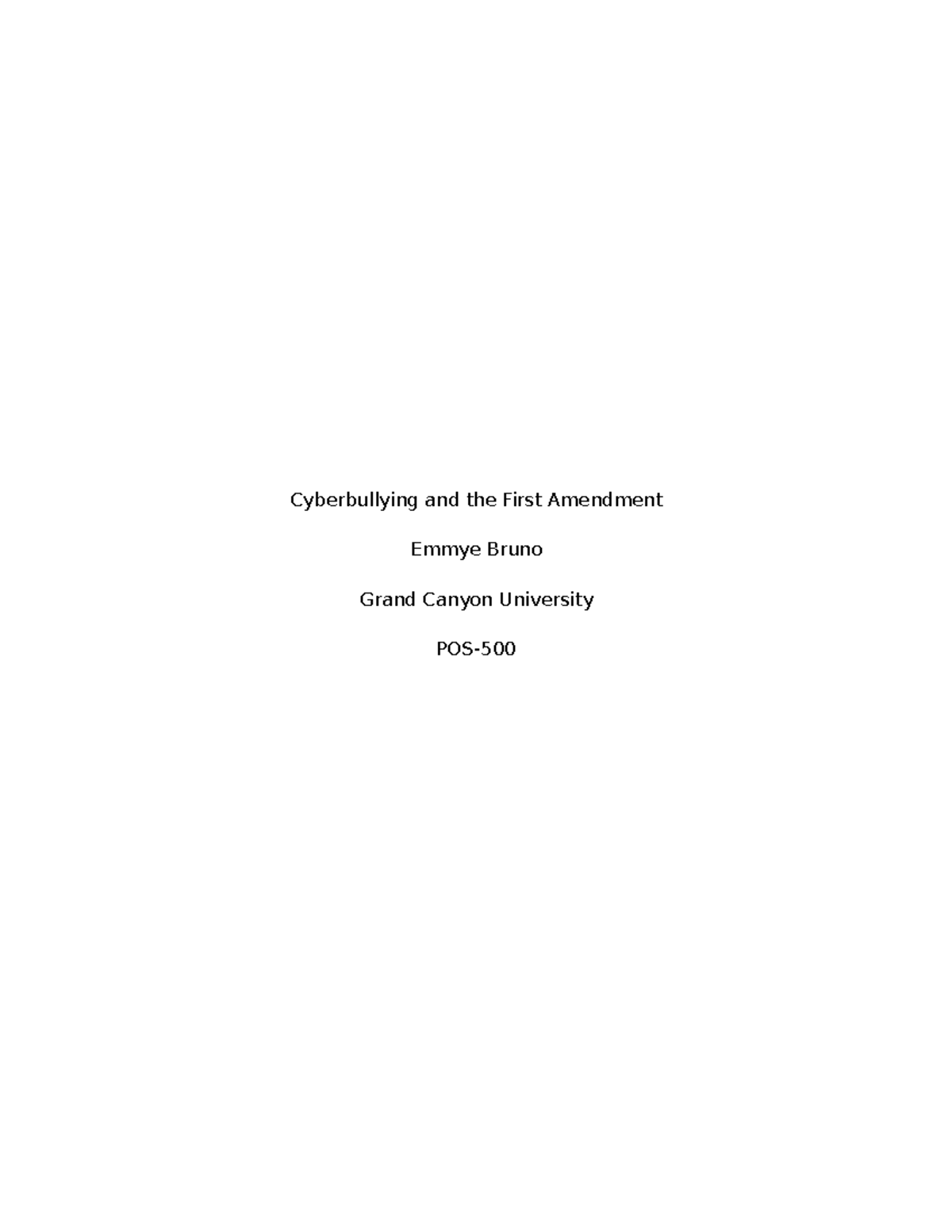 Topic 6- POS -500 Cyberbullying and the First Amendment - Cyberbullying ...