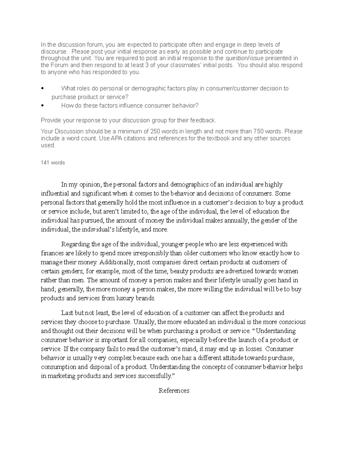 WK#2- Discussion-Assignment - In the discussion forum, you are expected ...