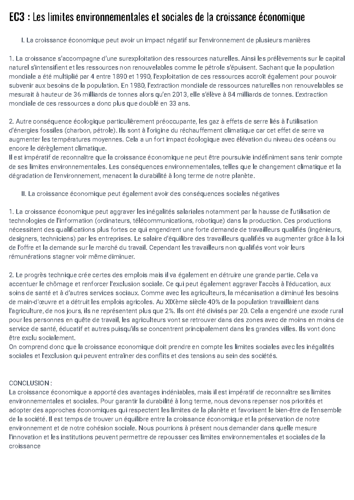 Plan détaillé EC3 limites environnementales et sociales de la ...