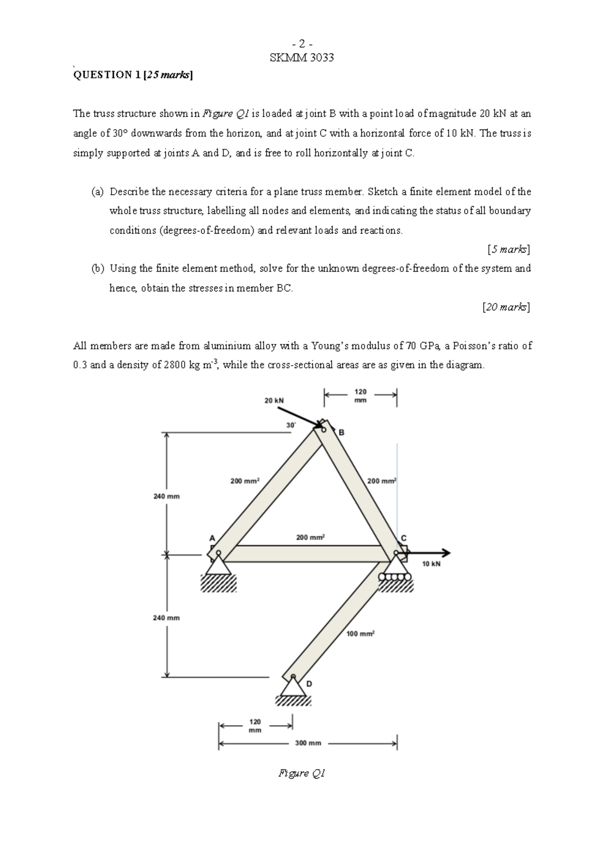 Past-year3 - final exam paper - SKMM 3033 QUESTION 1 [25 marks] The ...