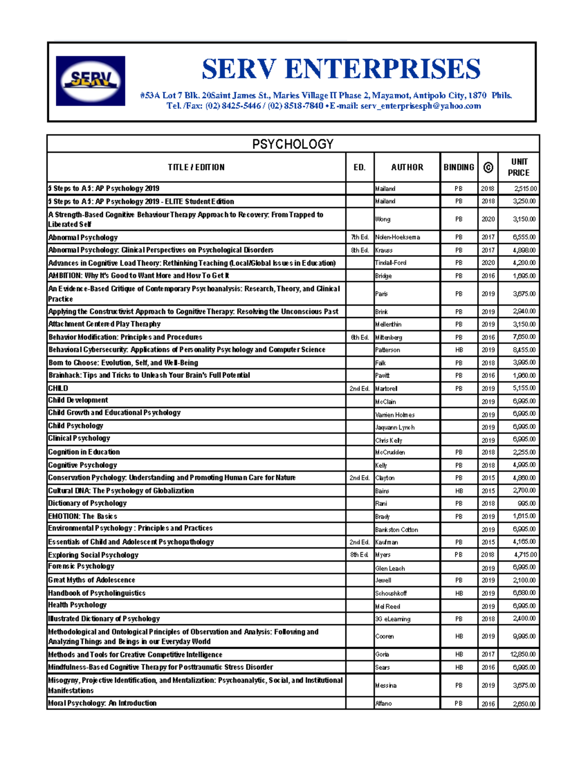 Updated- Pricelist-2021 - TITLE / EDITION ED. AUTHOR BINDING © UNIT ...