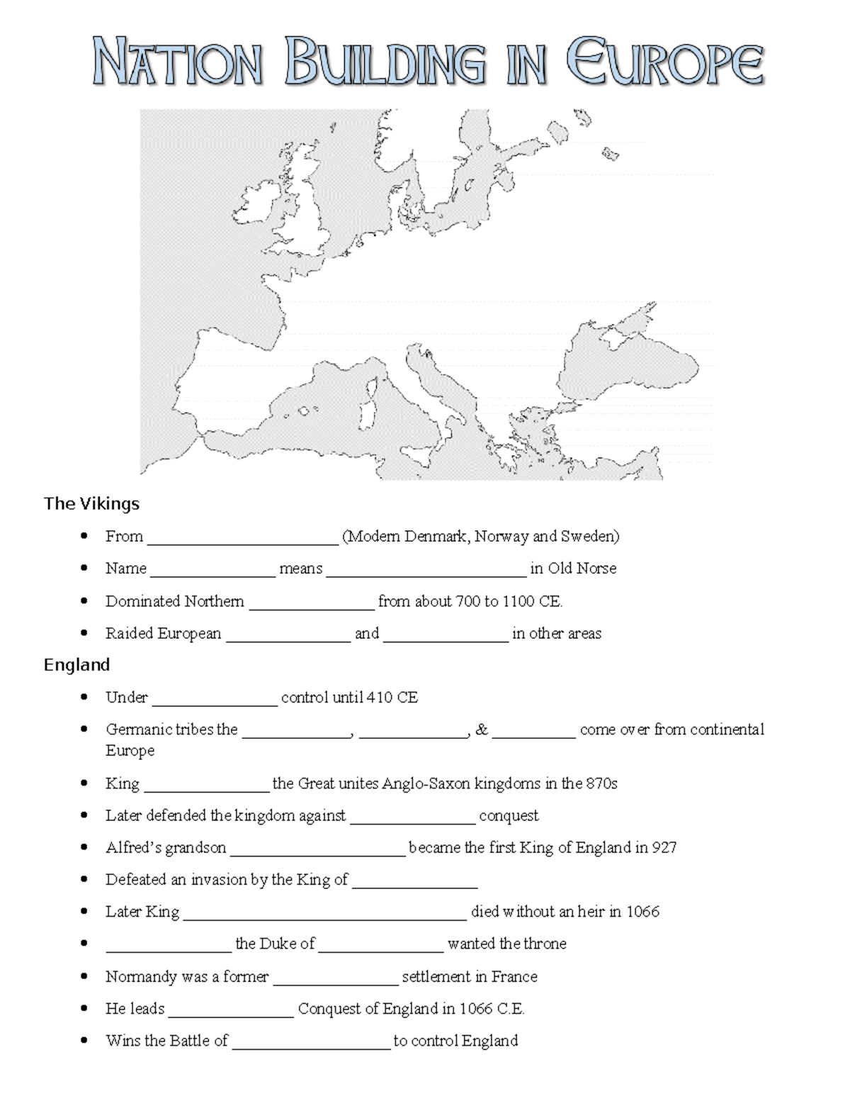 Forming Europe - The Vikings From _______________________ (Modern ...