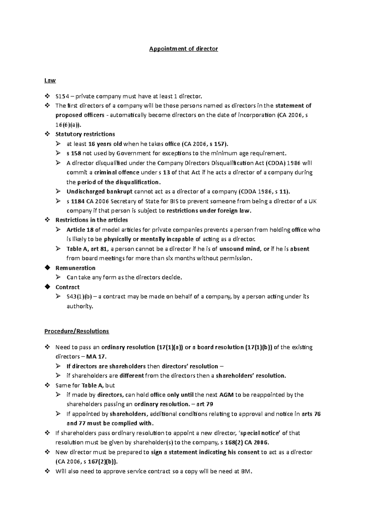 Appointment of director - The first directors of a company will be ...