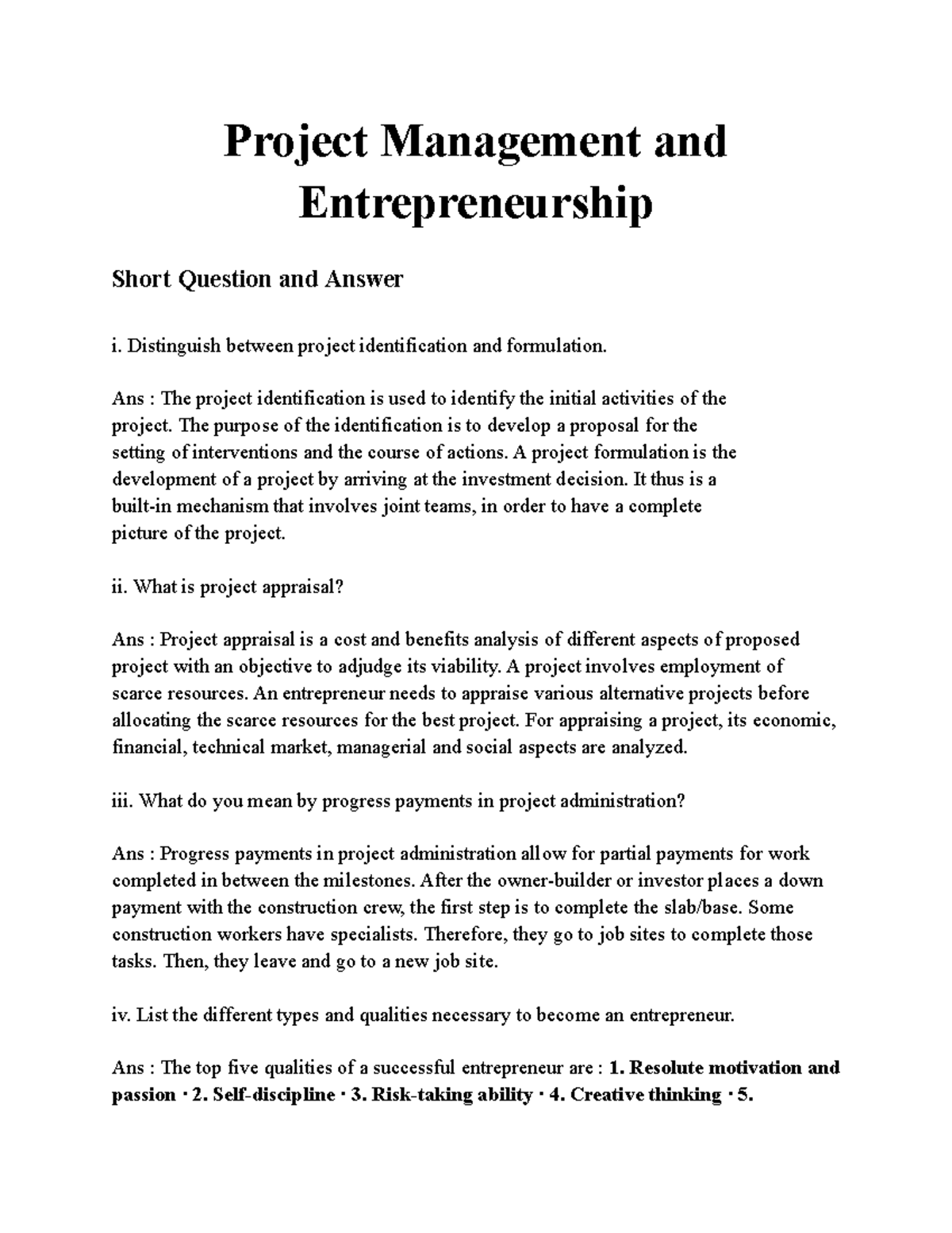Project Management and Entrepreneurship - Project Management and ...