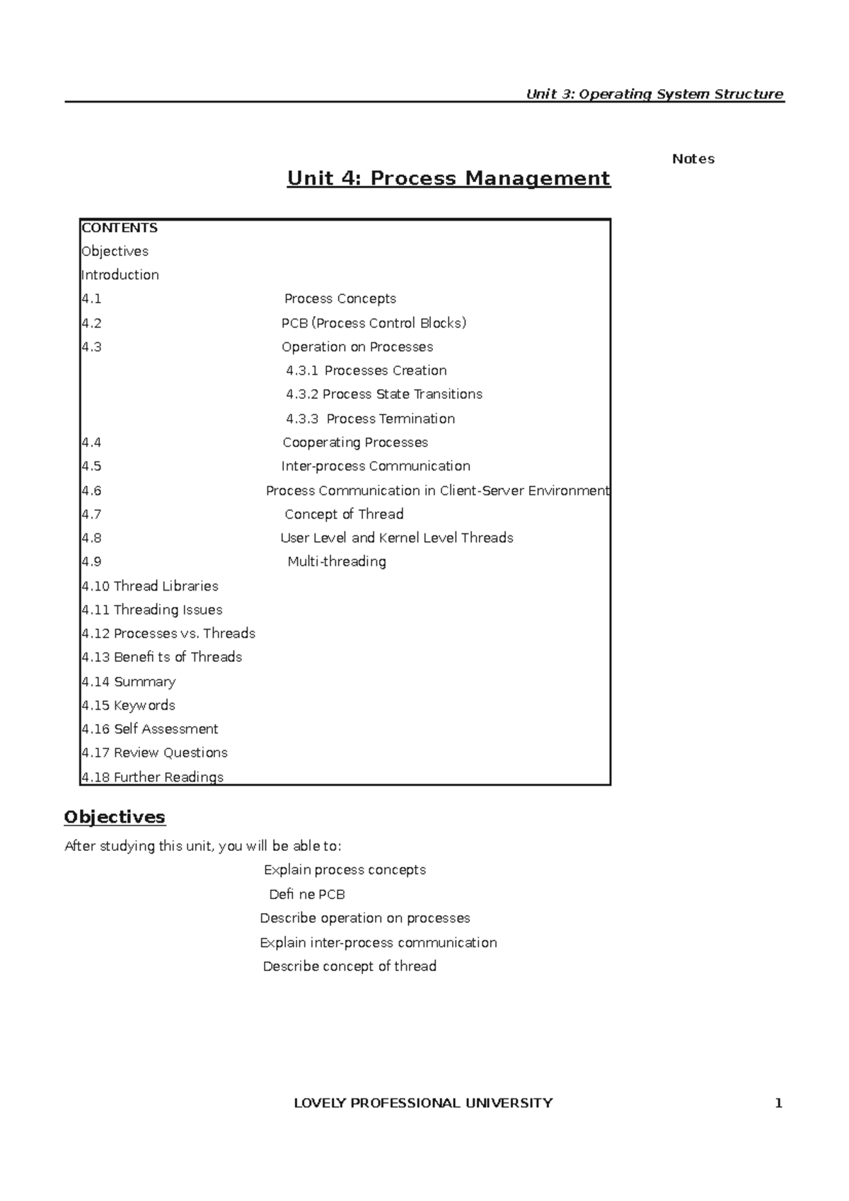 Os 4 - os notes - Unit 3: Operating System Structure Notes Unit 4 ...
