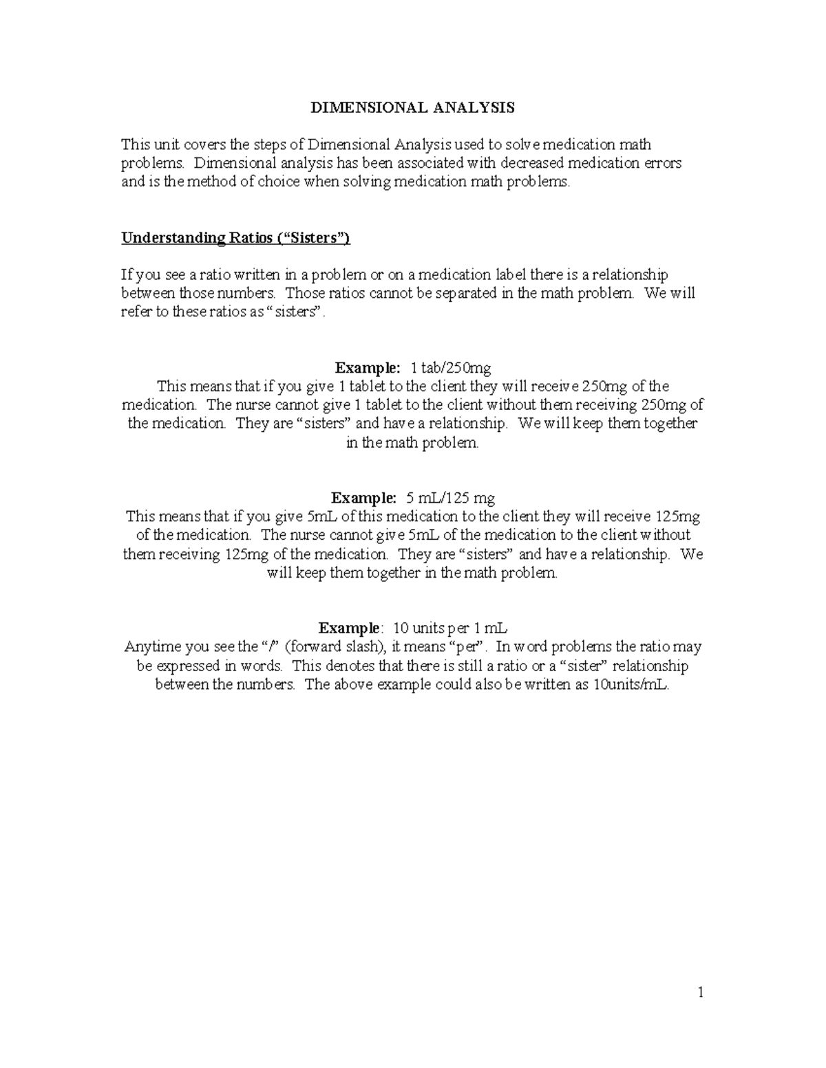 3. Dimensional Analysis - Dimensional analysis has been associated with decreased medication ...