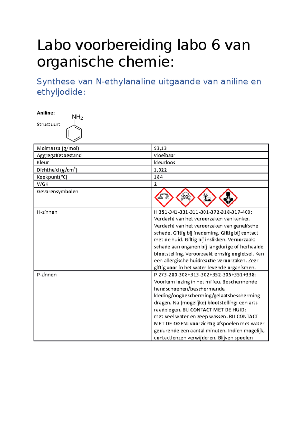 Labo voorbereiding labo 6 van organische chemie - Labo voorbereiding ...