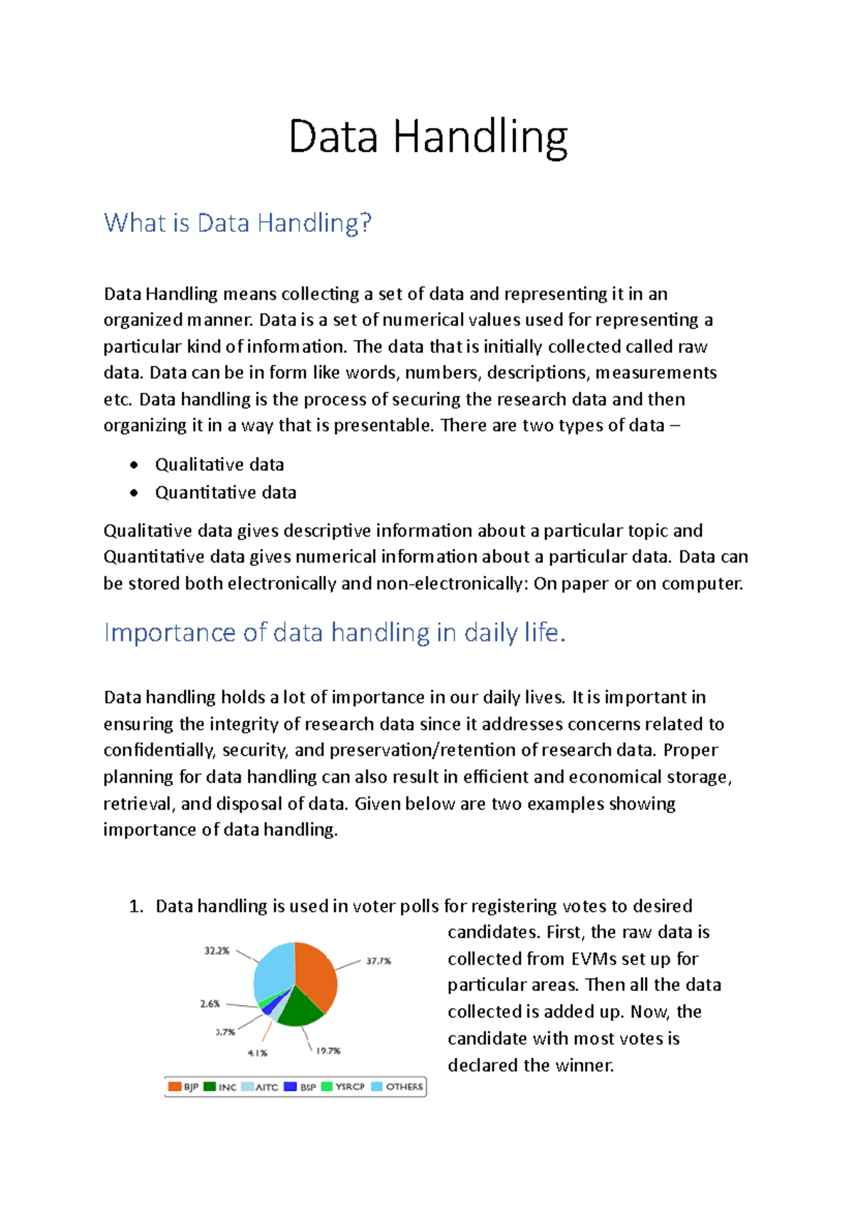 Data Handling - NONE - Data Handling What is Data Handling? Data ...