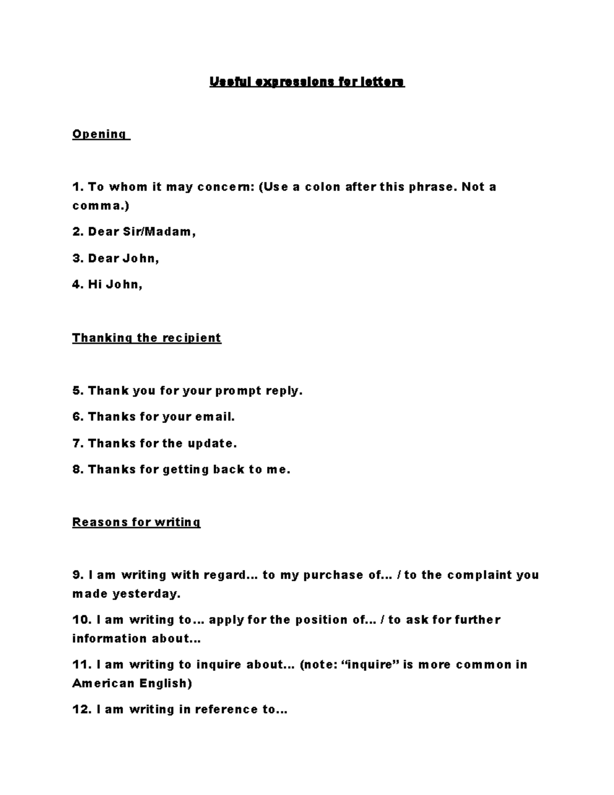 Lecture Notes - Useful expressions for letters and emails EWC662 UiTM ...