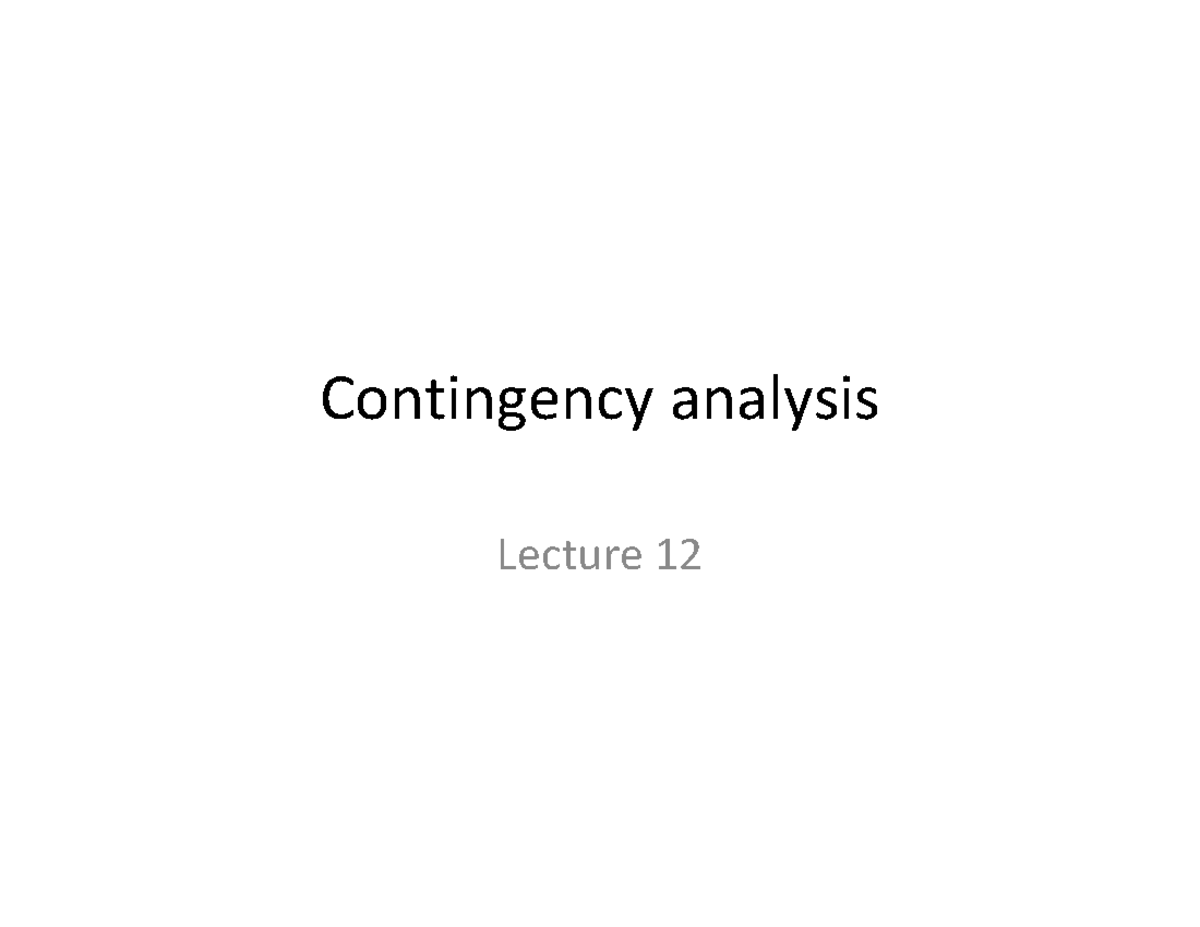 Lecture 12 - Contingency analysis - full size - Contingency analysis ...