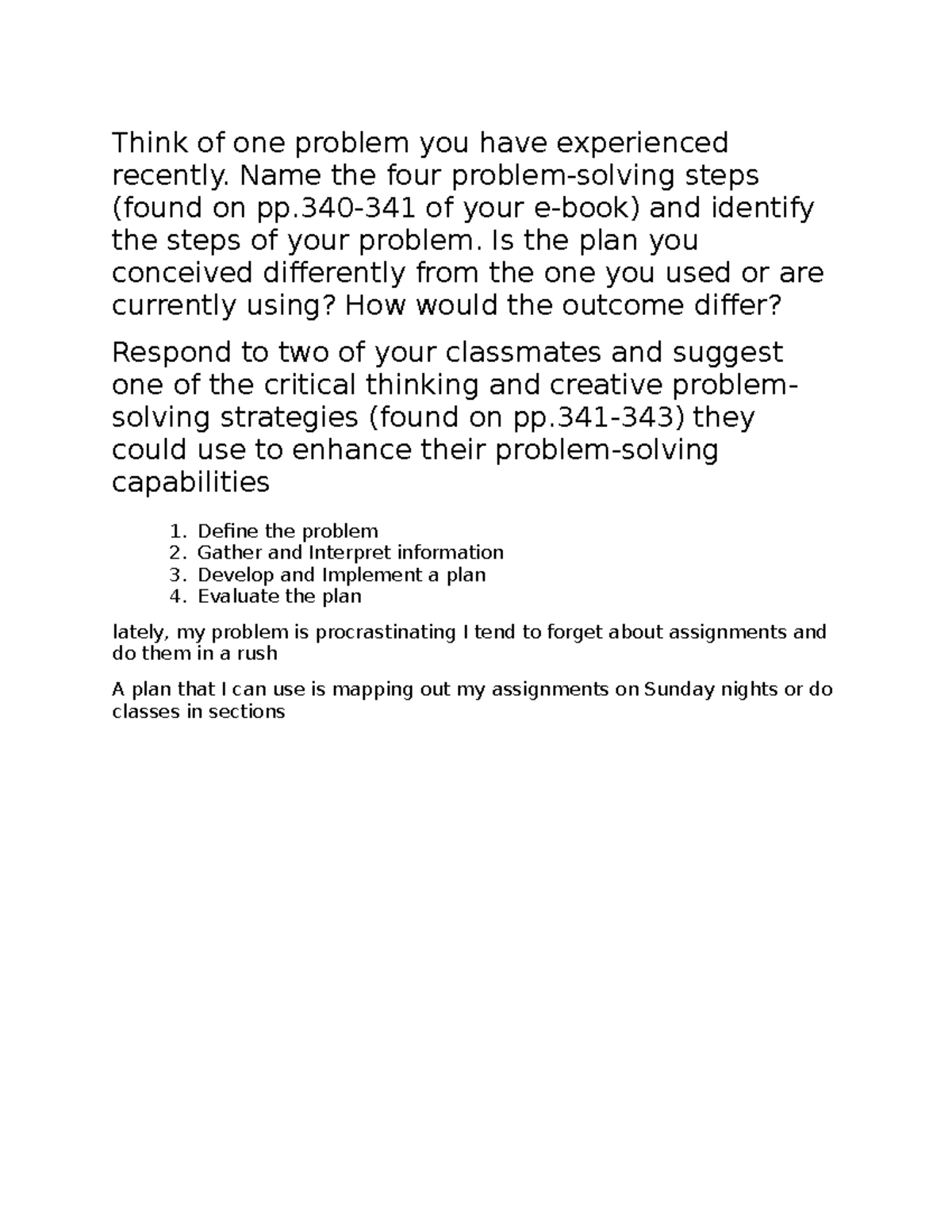 Response - discussion questions that will be asked and the same question that will be on - Think ...
