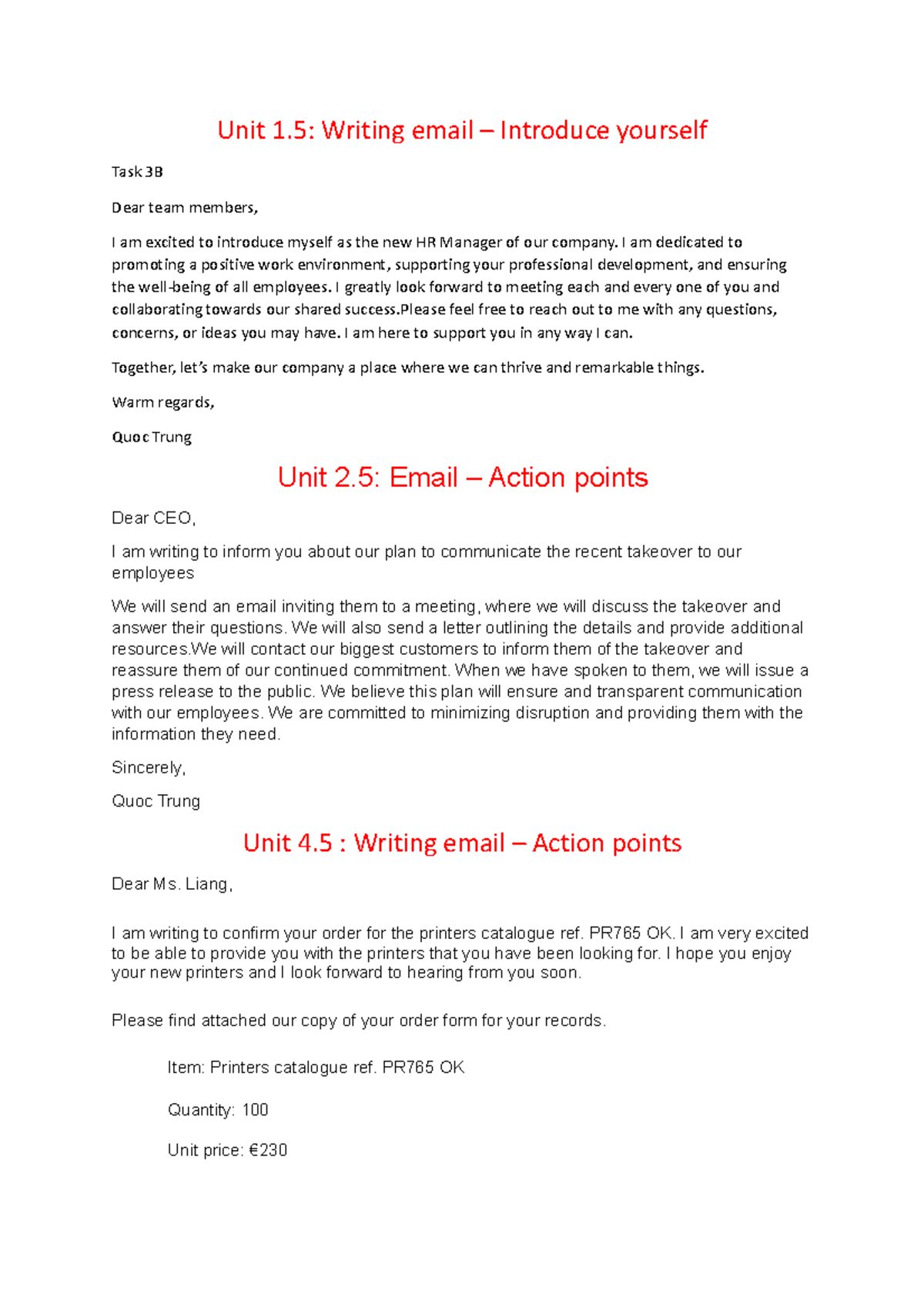 Tiếng anh - fefdsfsdf - Unit 1: Writing email – Introduce yourself Task ...