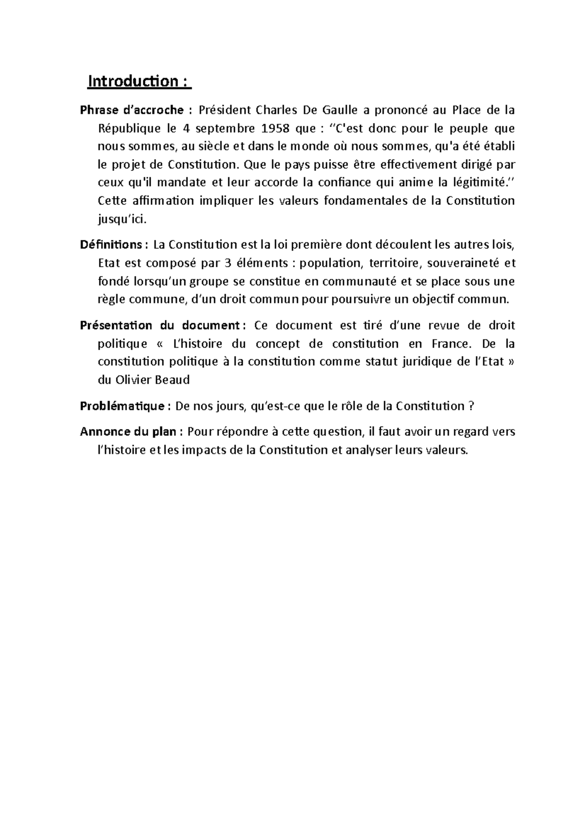 Ins Politiques - Notes - Introduction : Phrase d’accroche : Président ...