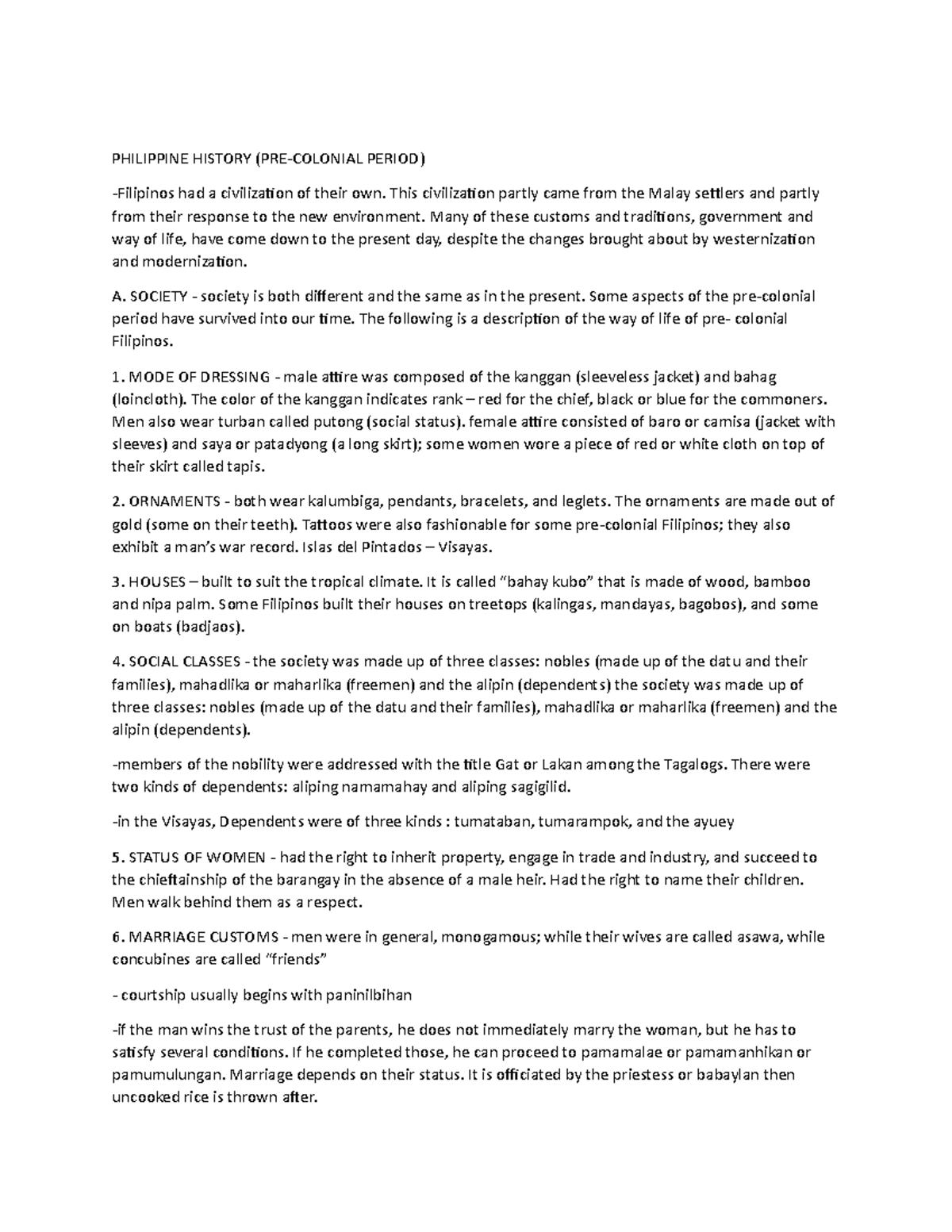 Philippine History - Lecture notes 3 - PHILIPPINE HISTORY (PRE-COLONIAL ...