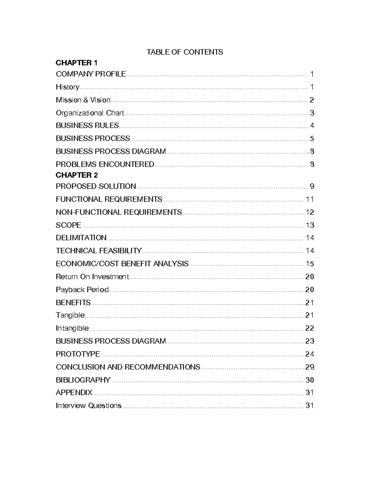 TOC Final] - BRIEF DISCUSSION - TABLE OF CONTENTS CHAPTER 1 COMPANY ...