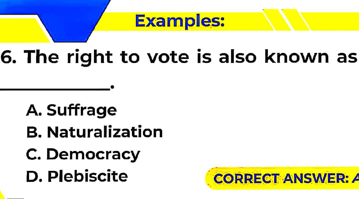 MATH931 12 - Djjdd - BS Accountancy - 6. The right to vote is also ...
