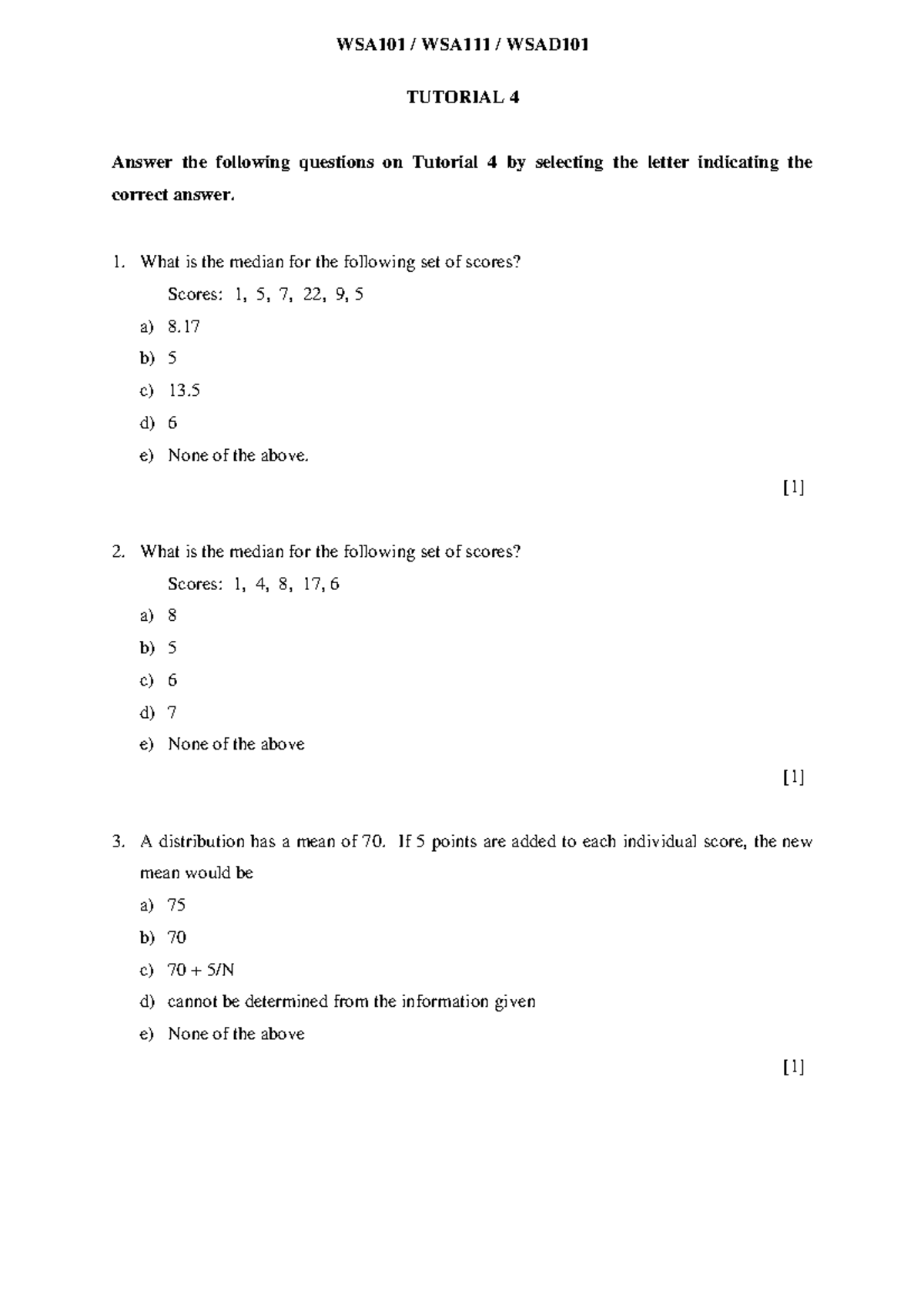 Tutorial 4- 2018 - WSA101 / WSA111 / WSAD101 TUTORIAL 4 Answer the ...
