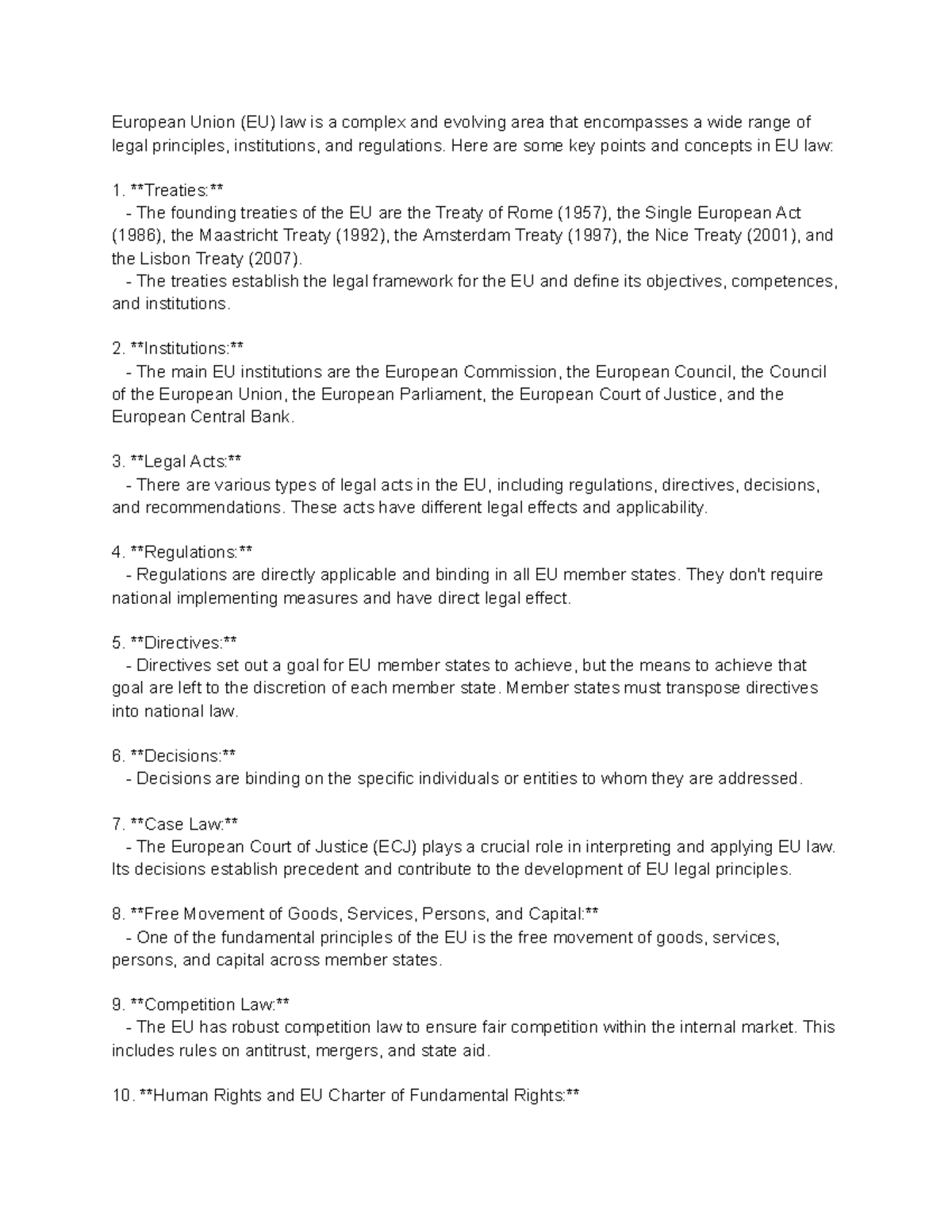 European Union (EU) law - Here are some key points and concepts in EU ...