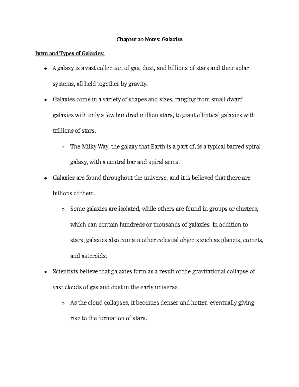 Chapter 20 Galaxies - Chapter 20 Notes: Galaxies Intro and Types of ...