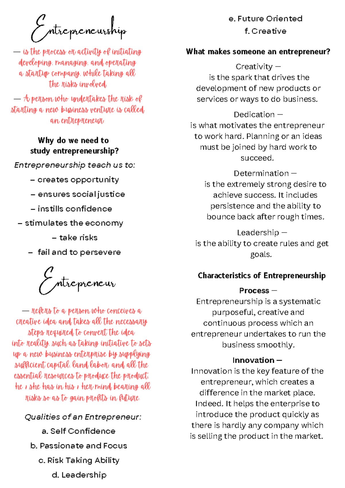 Entrep 1 - 2 - for shs - Entrepreneurship — is the process or activity ...