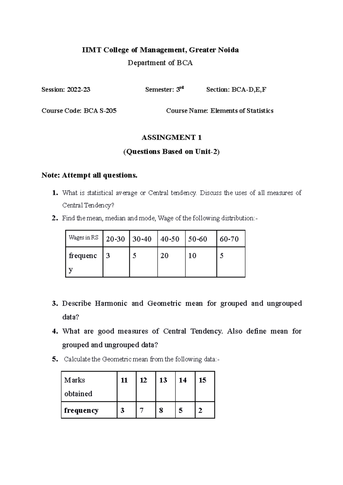 Assignment-1 - VXGNN - IIMT College of Management, Greater Noida ...