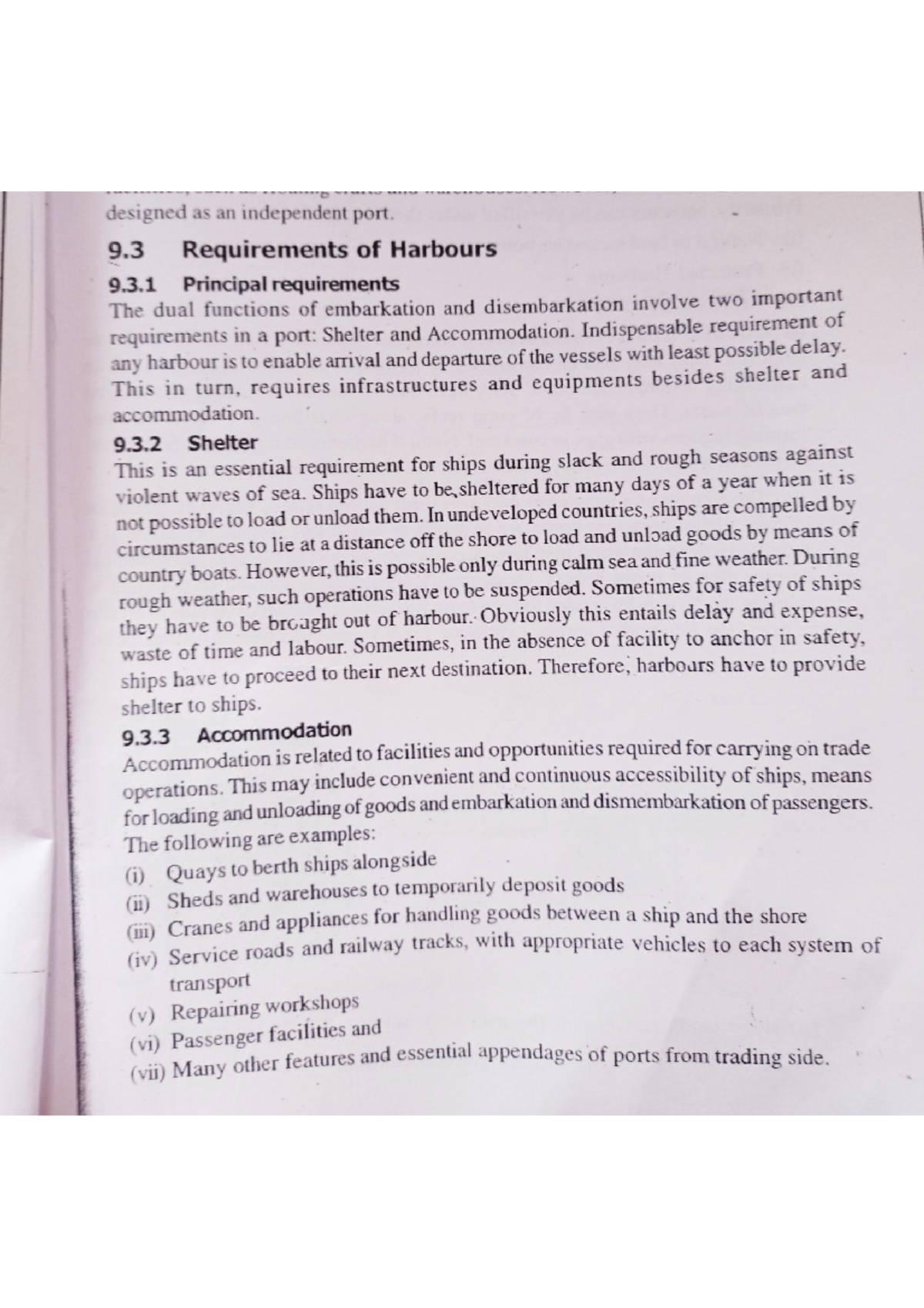 Requirements of harbour - Civil Engineering - Studocu