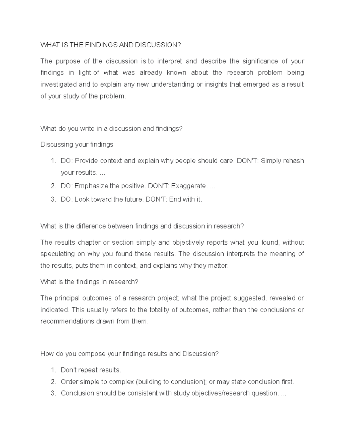 Charlng 1 - GGGG - WHAT IS THE FINDINGS AND DISCUSSION? The purpose of ...