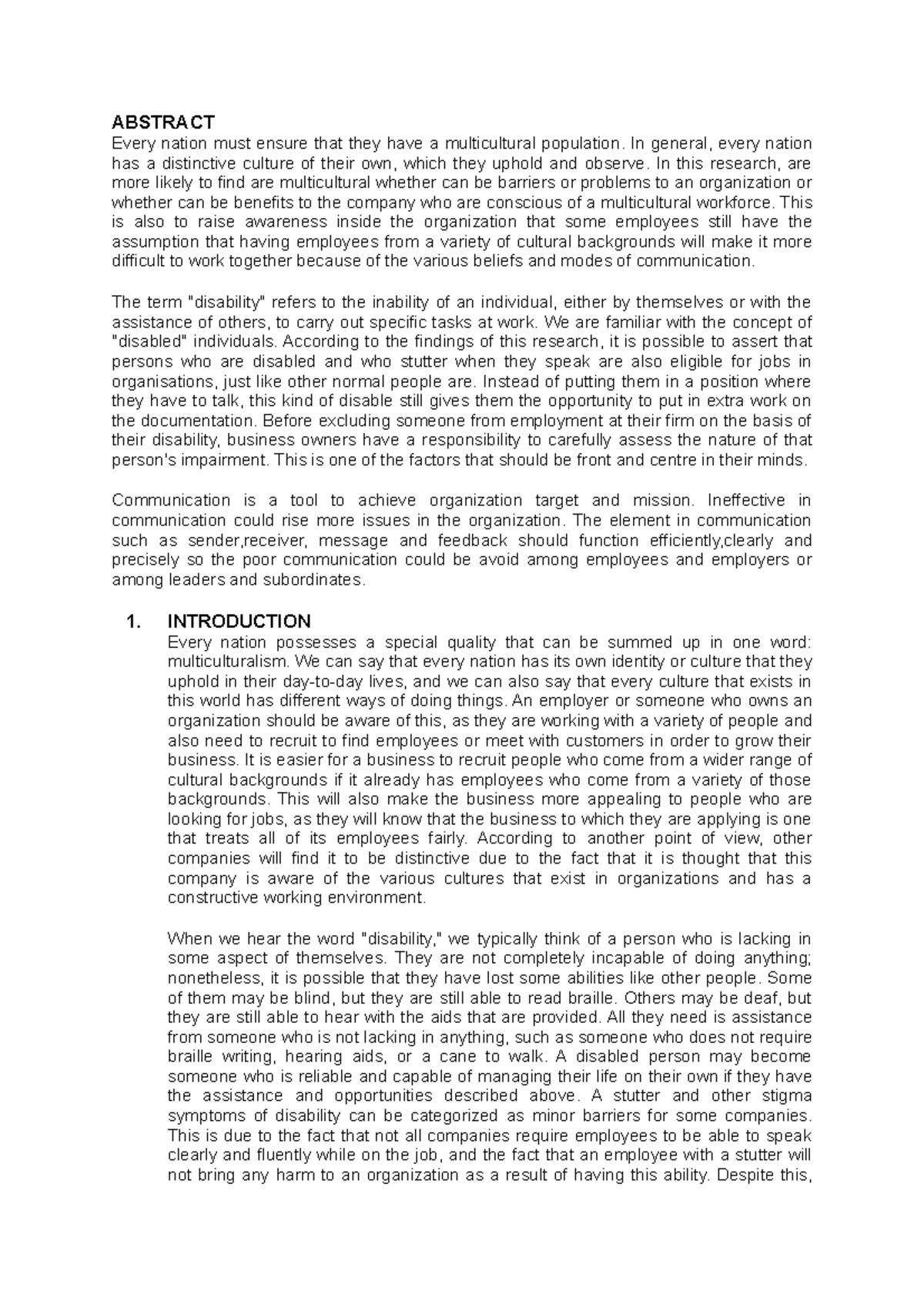 Abstract - group assignment - ABSTRACT Every nation must ensure that ...