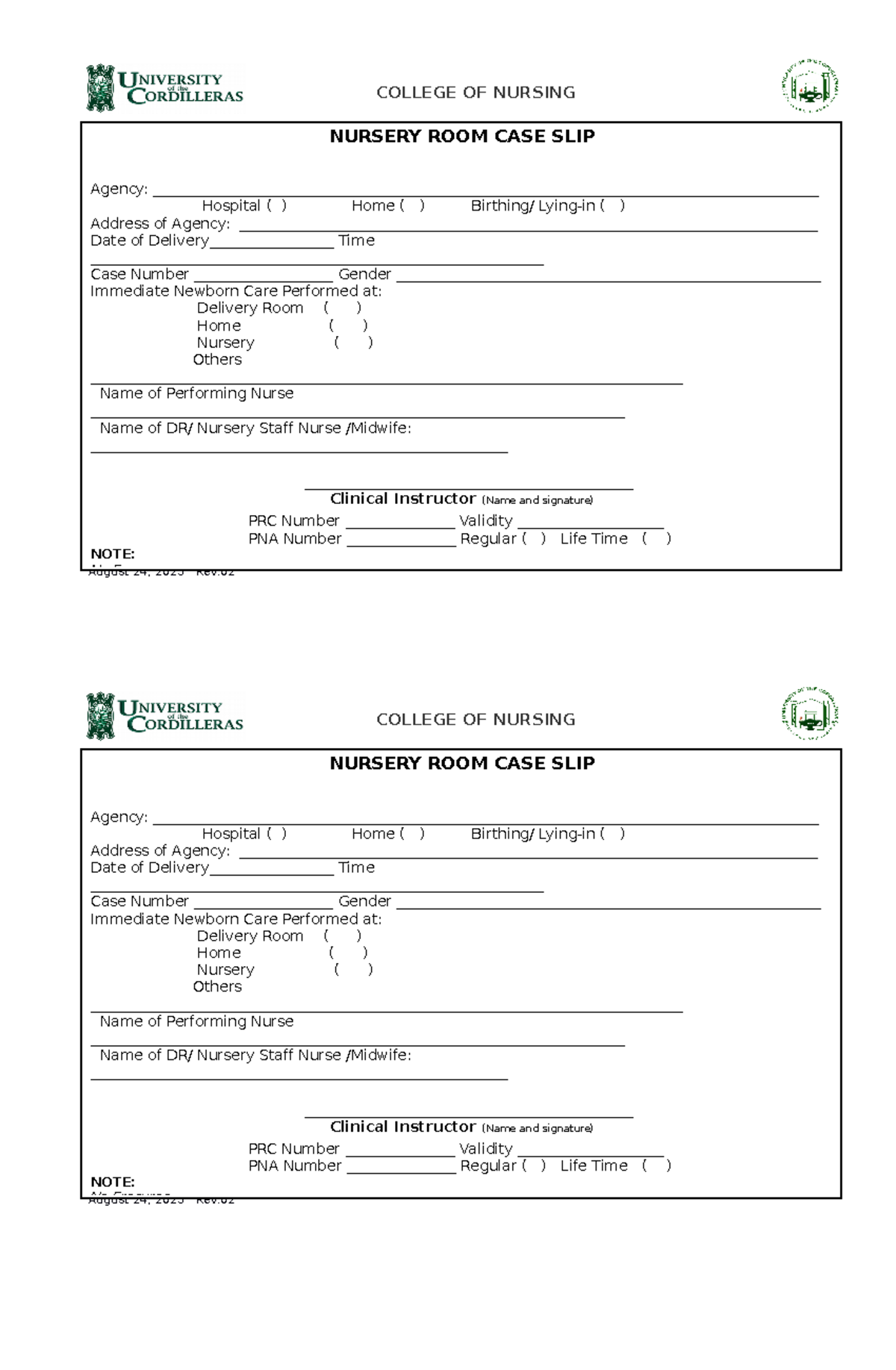 NR-Case-Slip - basta yon - COLLEGE OF NURSING UC-CON-FORM-10d_RLE ...