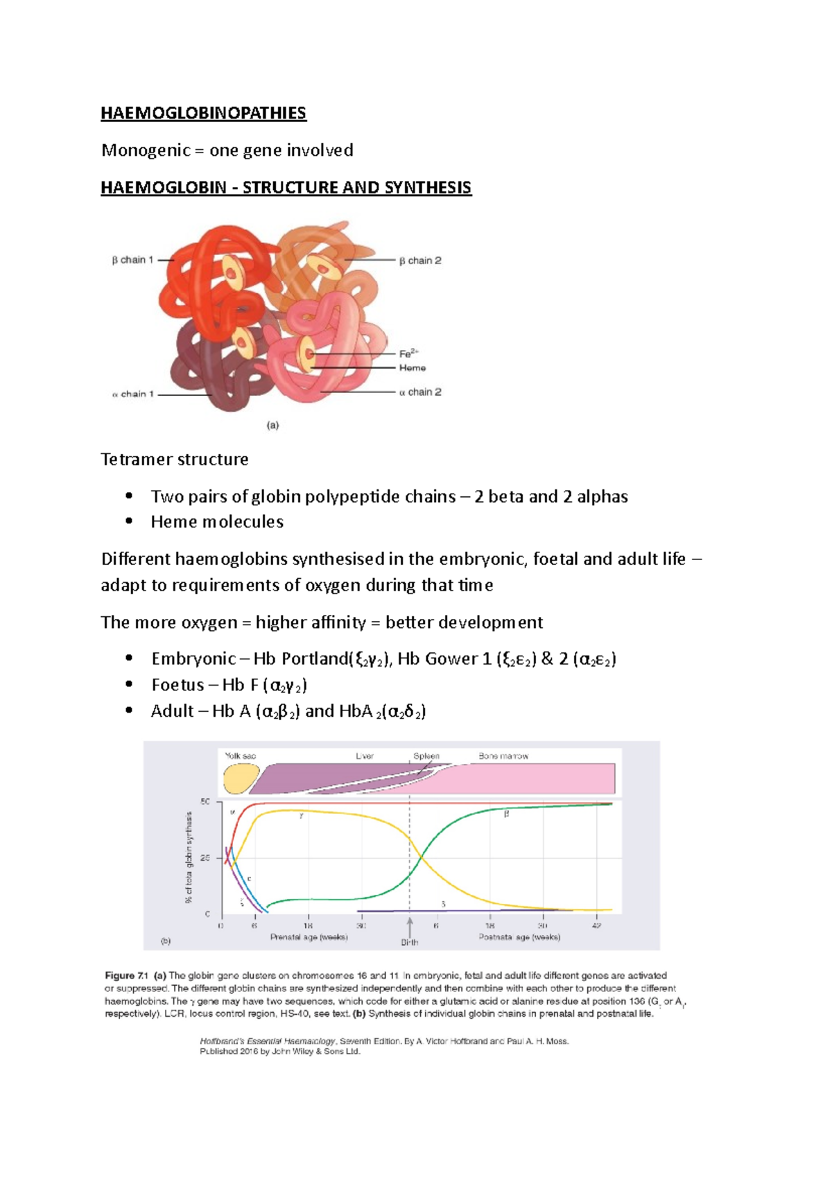 7 - HAEMOGLOBINOPATH - HAEMOGLOBINOPATHIES Monogenic = one gene ...