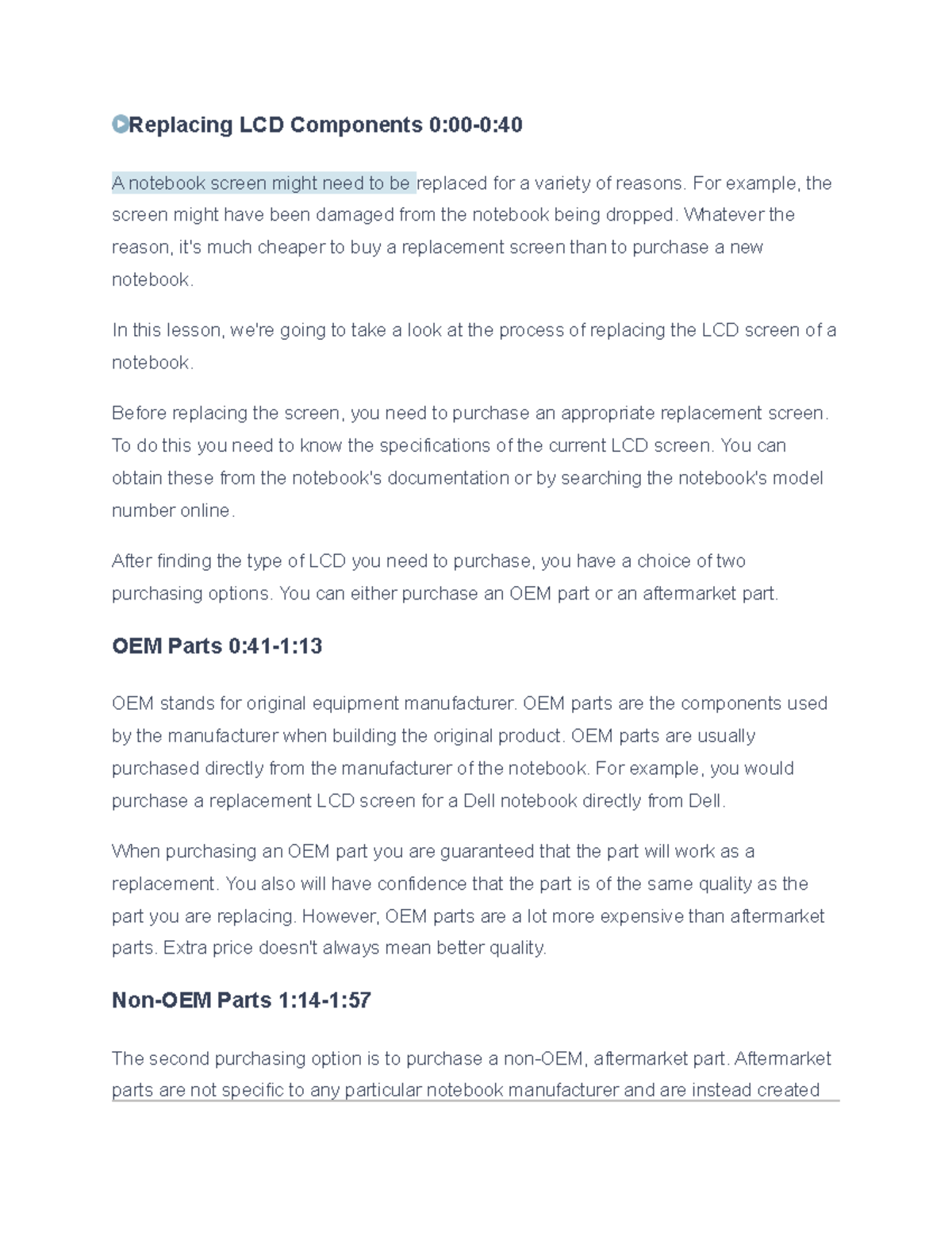 12.2.2 Replace LCD Components - Replacing LCD Components 0:00-0: A ...