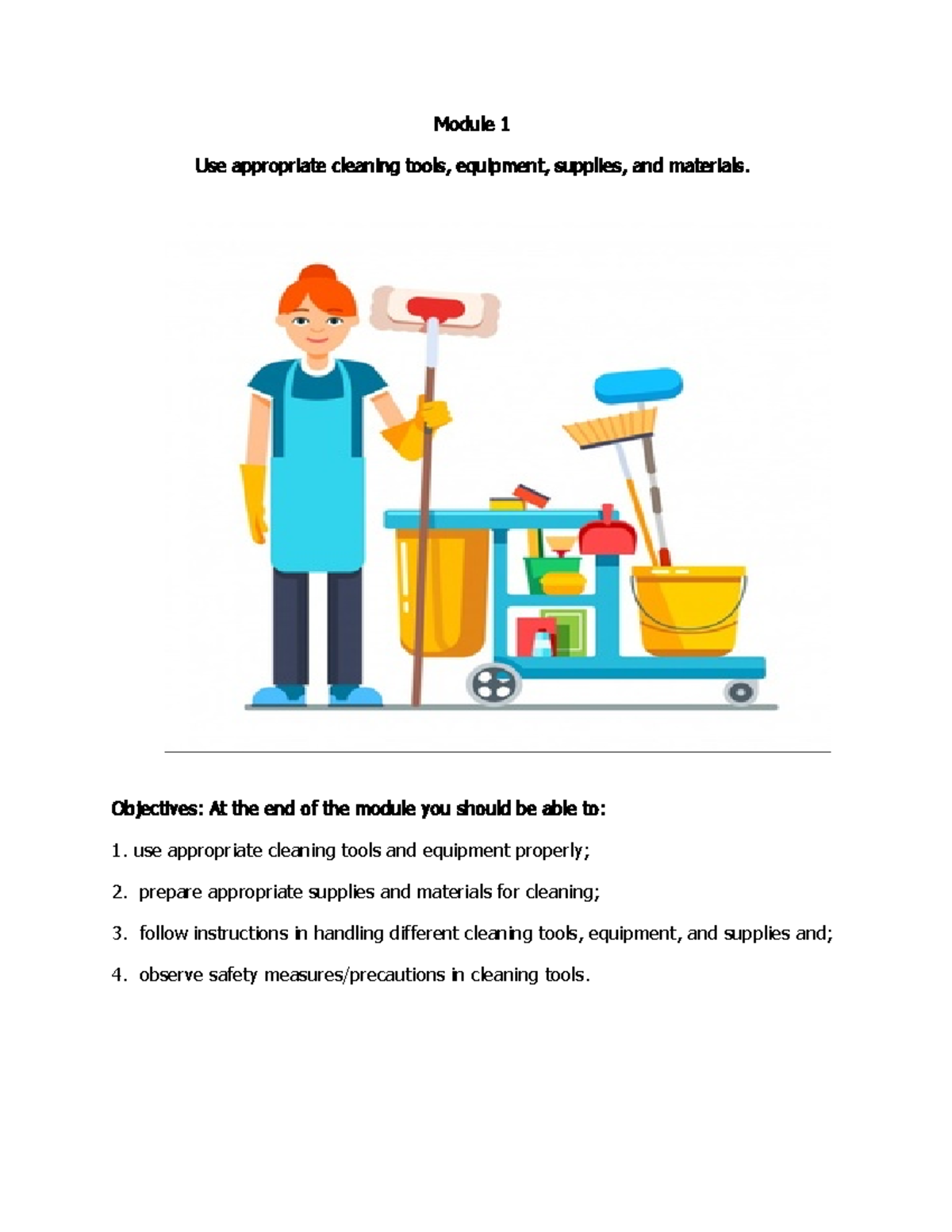 Module 1 Tle 7 - use of tools - Module 1 Use appropriate cleaning tools ...