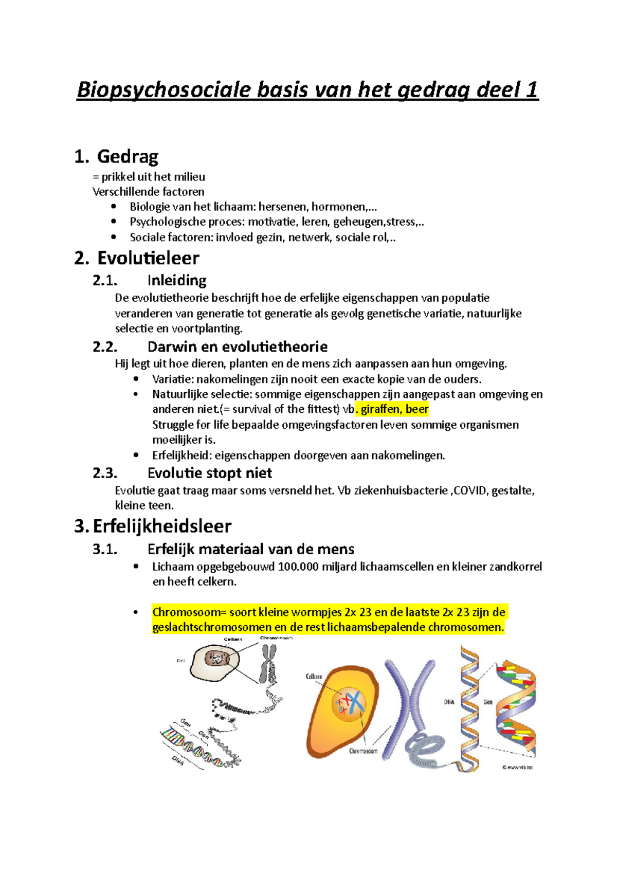 Biopsychosociale basis van het gedrag deel 1 - Gedrag = prikkel uit het ...