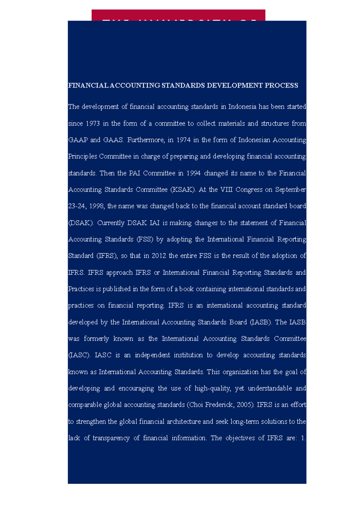 Notes Study Accounting - Financial Accounting Standards Development ...