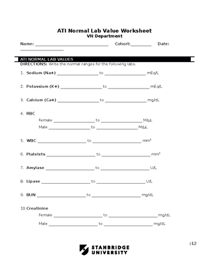 ATI Lab Values - ATI Lab Value Ranges - ATI Lab Values (2018) Lab ...
