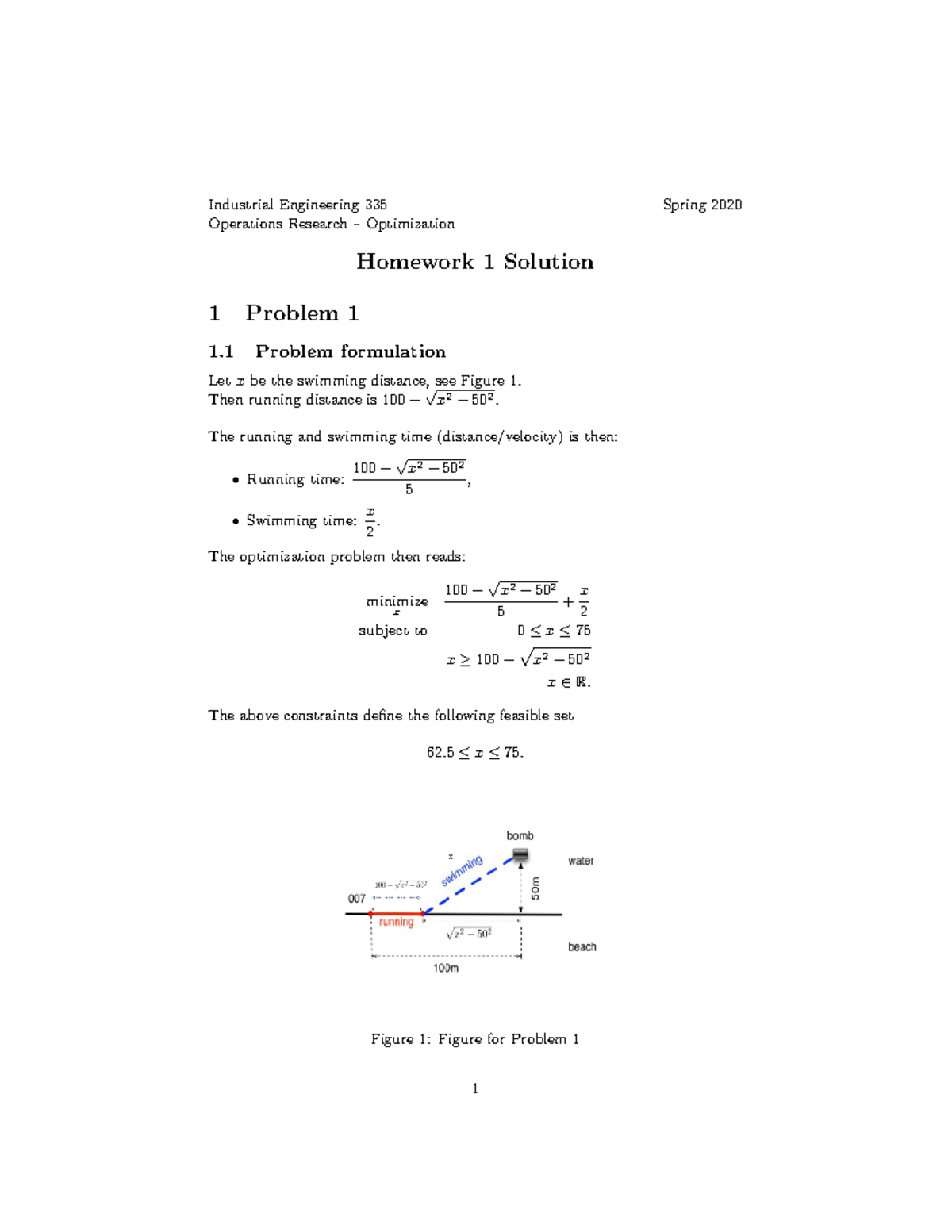 Homework 1 Solution - Industrial Engineering 335 Spring 2020 Operations ...