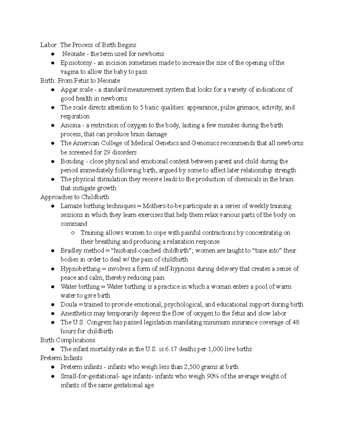 Birth and Newborn Infant - Labor: The Process of Birth Begins Neonate ...