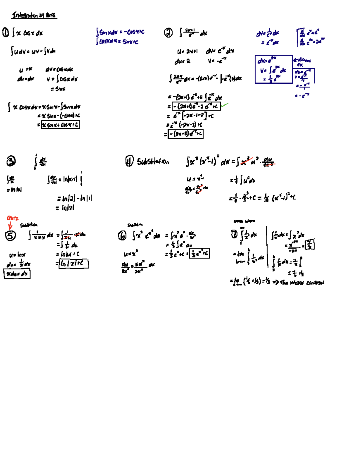 Calculus Practice - MATH 1005H - IntegrationbyParts Ixcosxax 1 dx s F ...