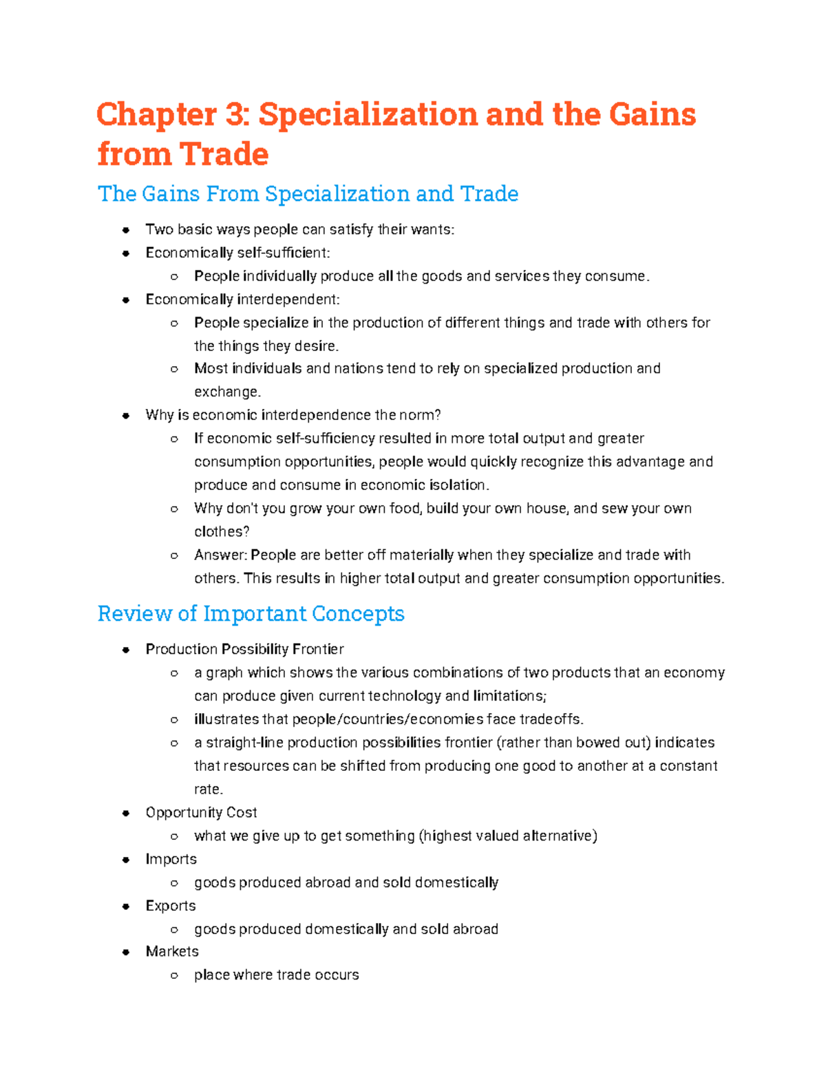 Chapter 3 Specialization and the Gains from Trade - Economically ...