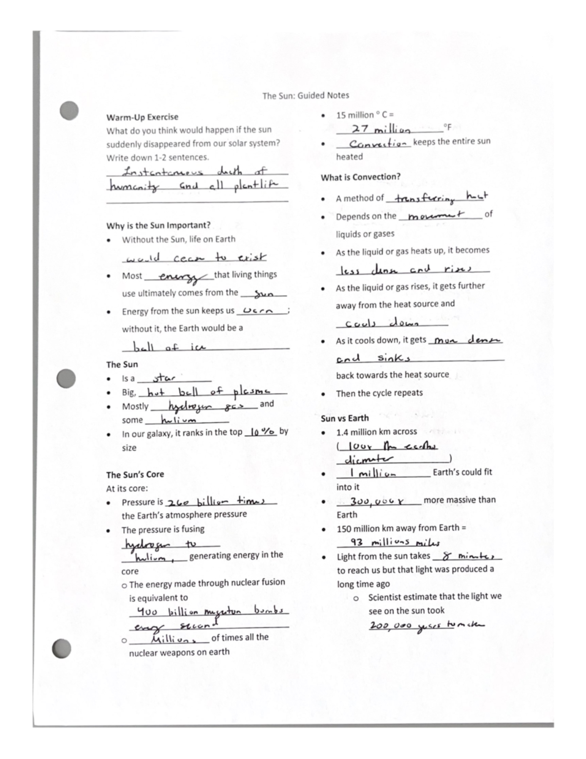 The Sun Guided Notes - Studocu