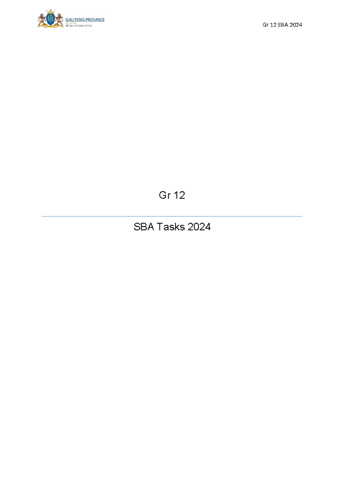 EFAL Grade 12 Exemplar SBA Tasks-2024 - Gr 12 SBA Gr SBA Tasks Task 1 ...