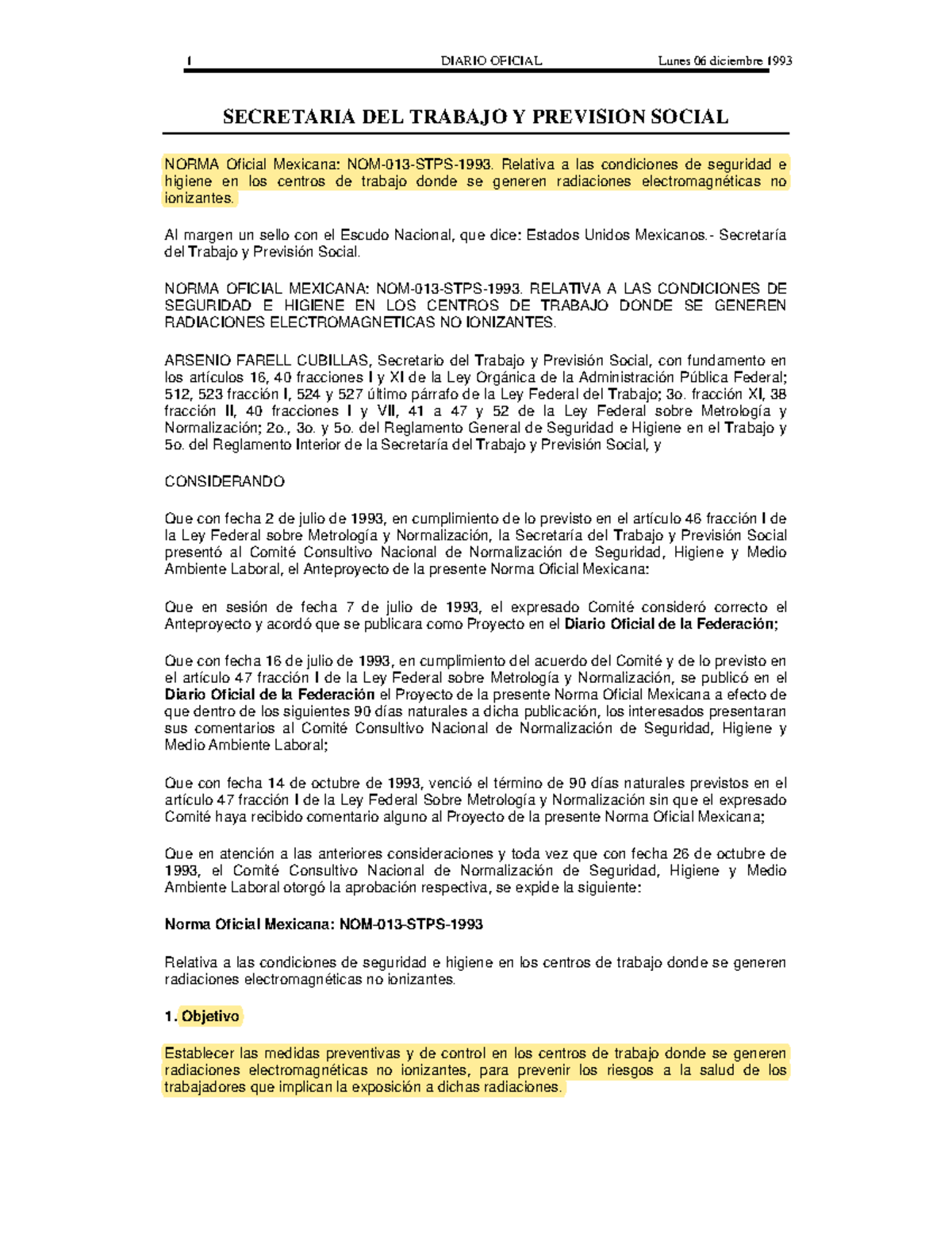 Nom-013 - Apuntes 1,2 - SECRETARIA DEL TRABAJO Y PREVISION SOCIAL NORMA ...