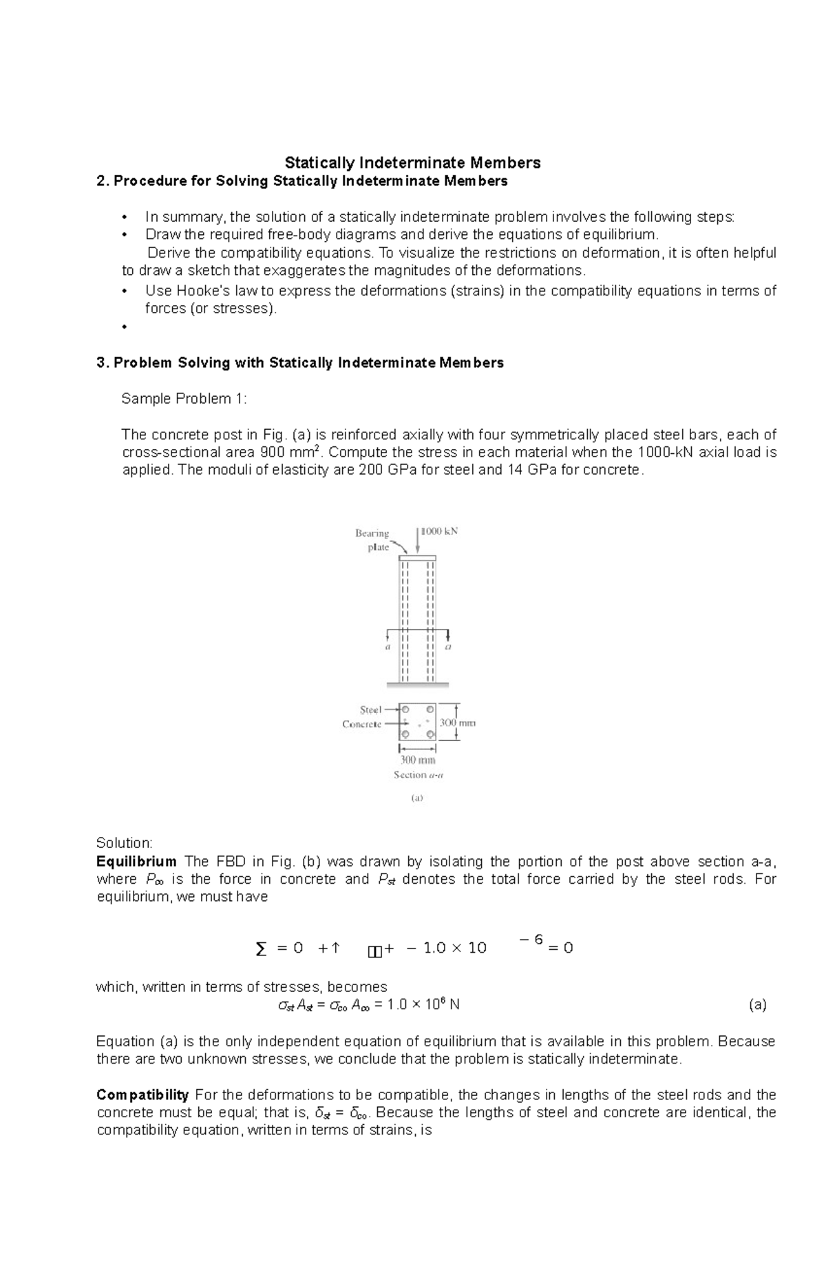 Statically Indeterminate Members Statically Indeterminate Members Procedure For Solving