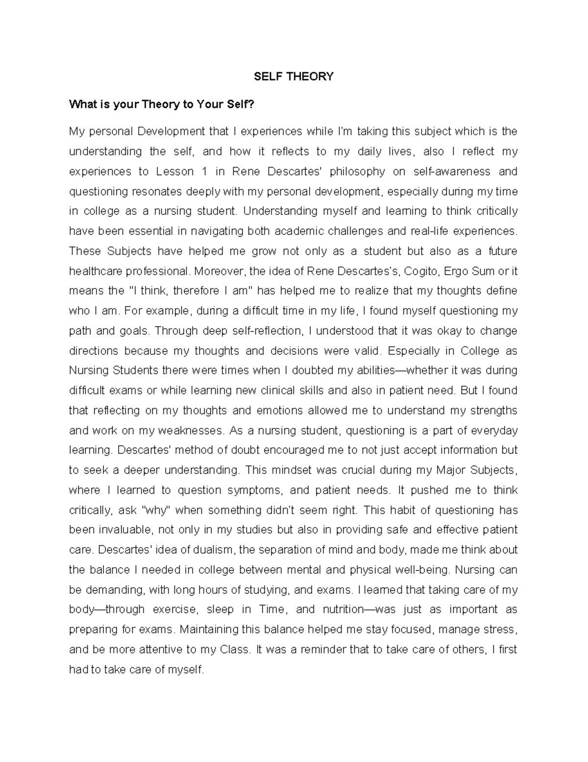 Understanding the self Theories - SELF THEORY What is your Theory to ...