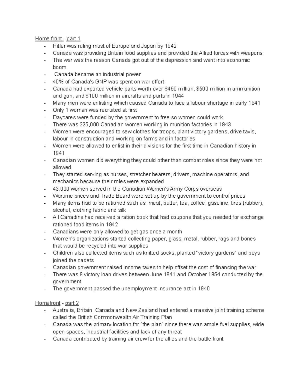 History Notes-2 - good to understand basics of ww1 - Home front - part ...