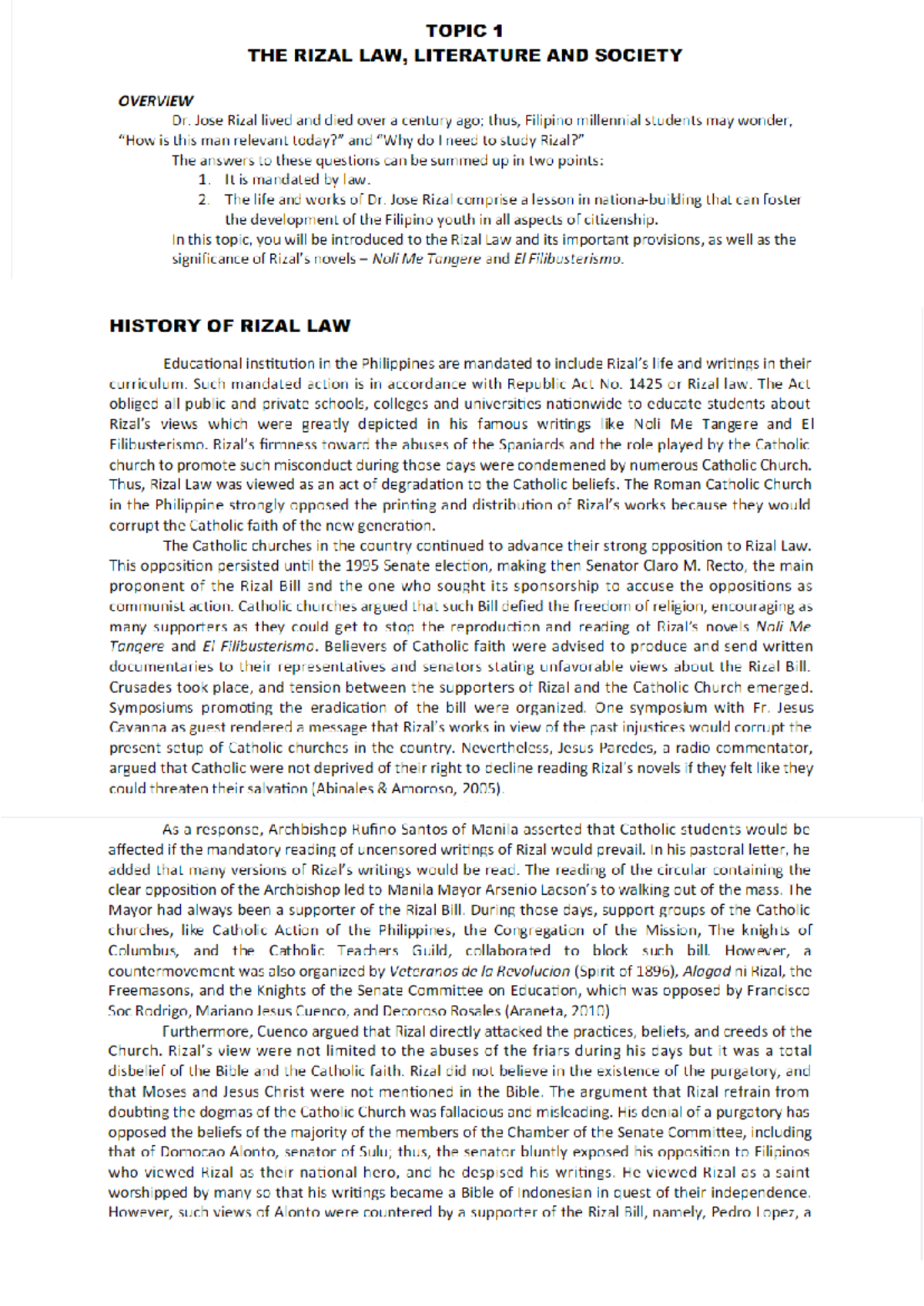 Rizal's Law - TOPIC 1 THE RIZAL LAW, LITERATURE AND SOCIETY OVERVIEW Dr ...