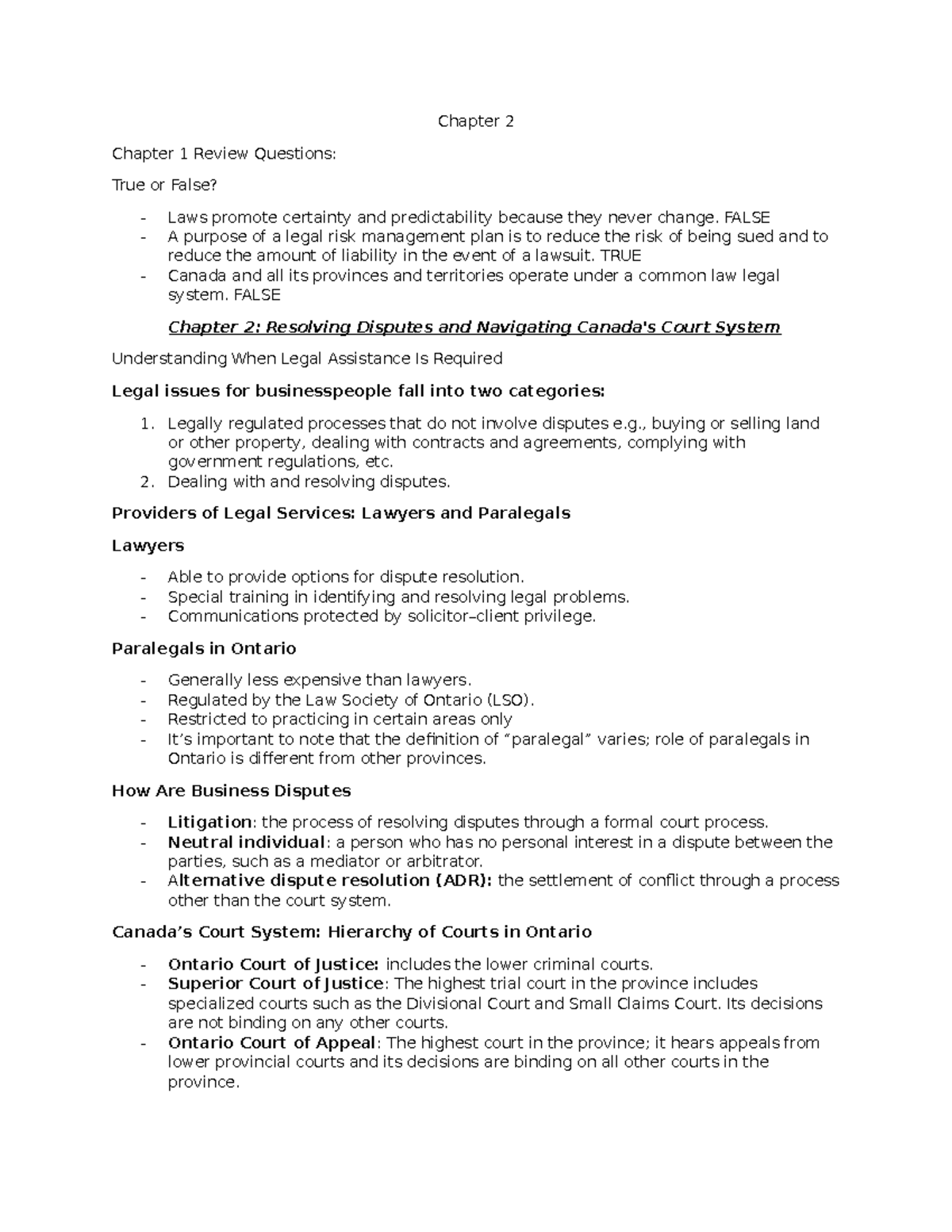 Chapter 2 Business l AW - IDKKK - Chapter 2 Chapter 1 Review Questions ...