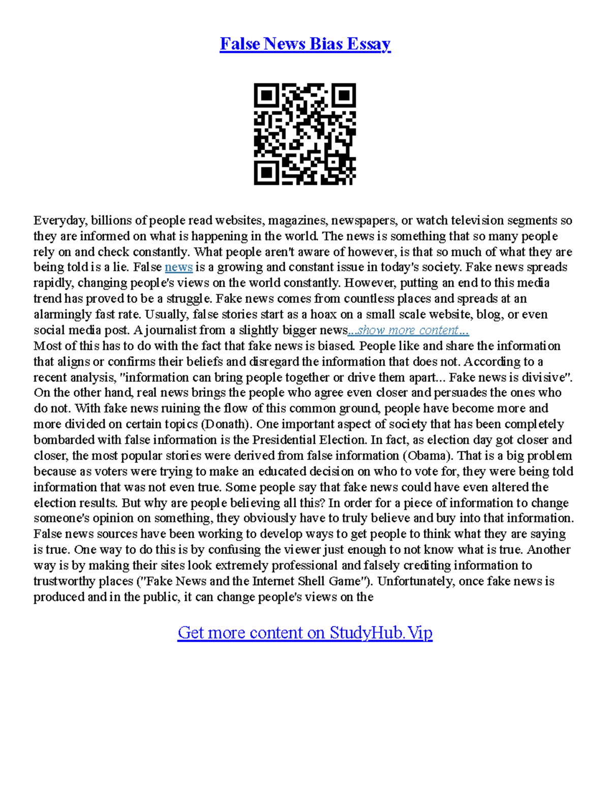 Fake Essay Generator - False News Bias Essay Everyday, billions of ...